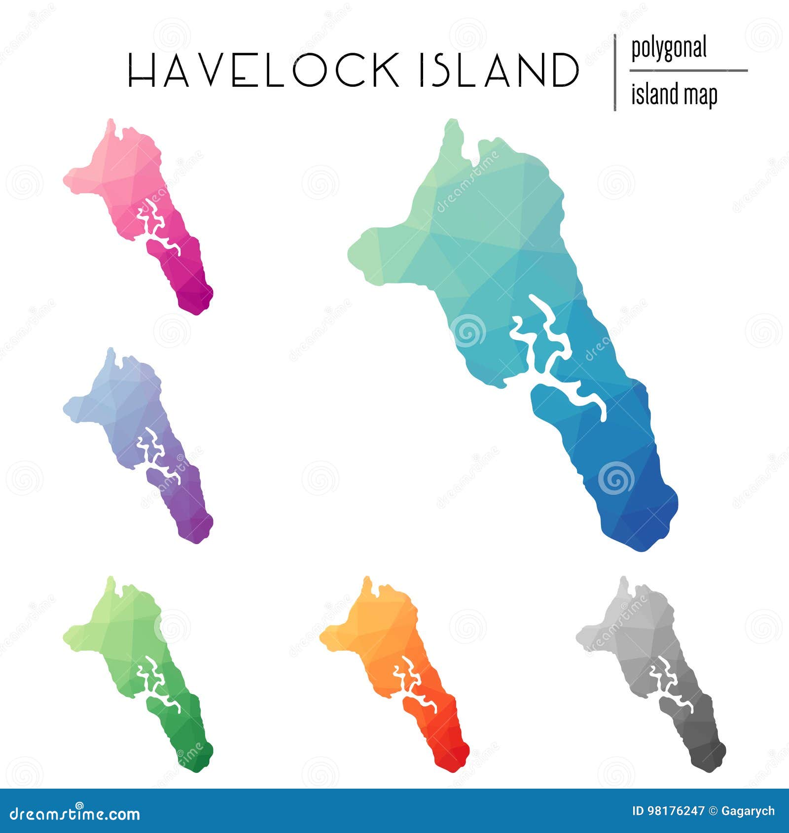 Set of Vector Polygonal Havelock Island Maps. Stock Vector ...