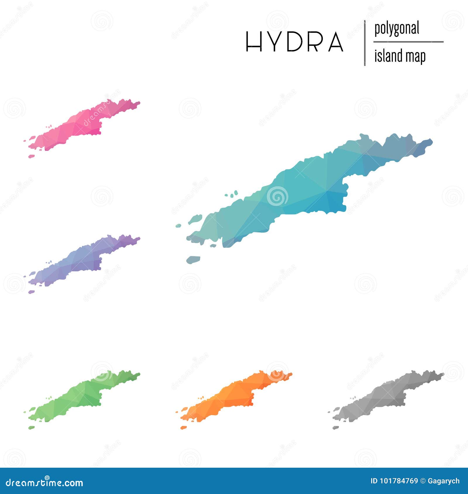 Set of Vector Polygonal Hydra Maps Filled with. Stock Vector ...