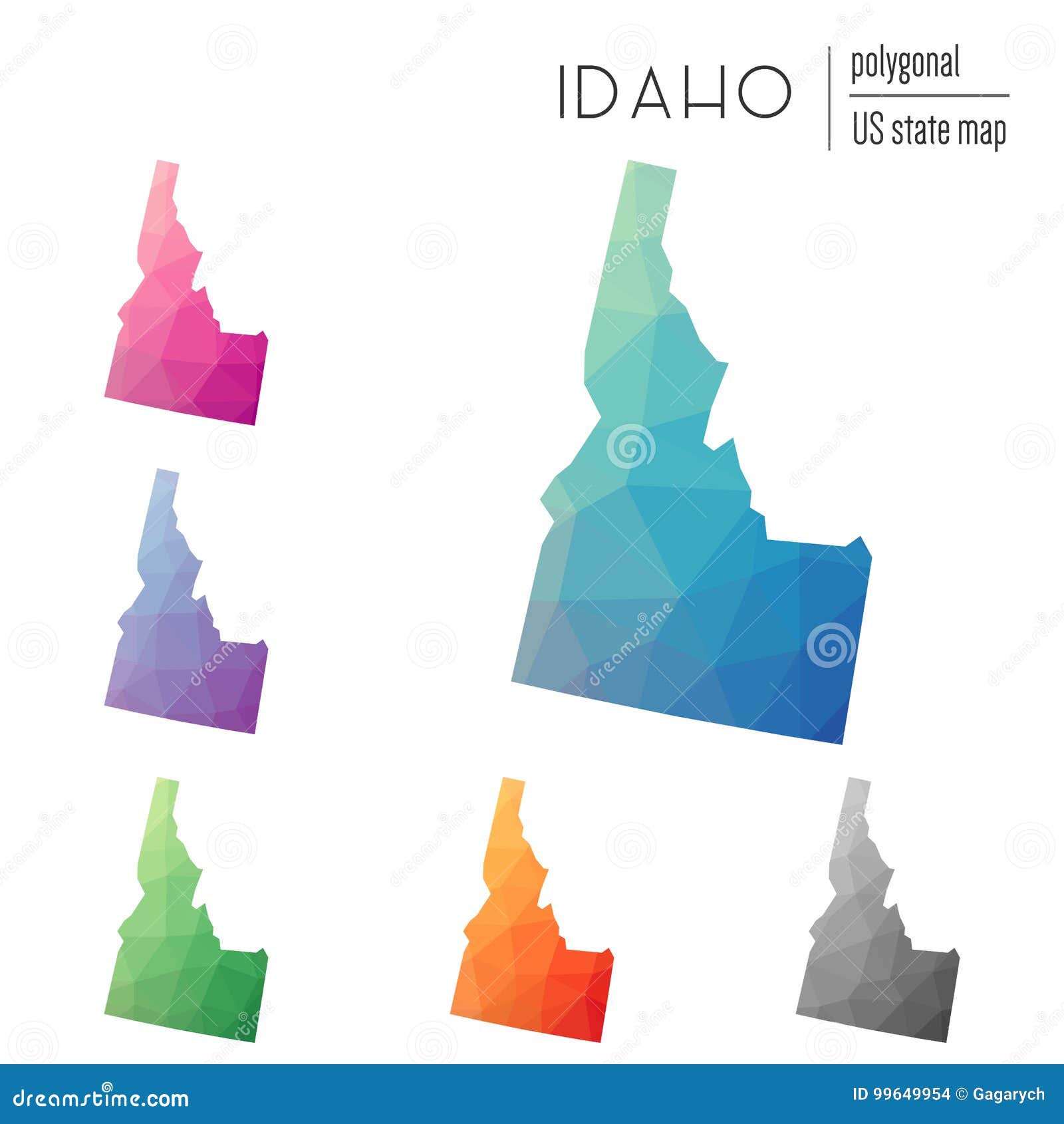 Set of Vector Polygonal Idaho Maps. Stock Vector - Illustration of ...