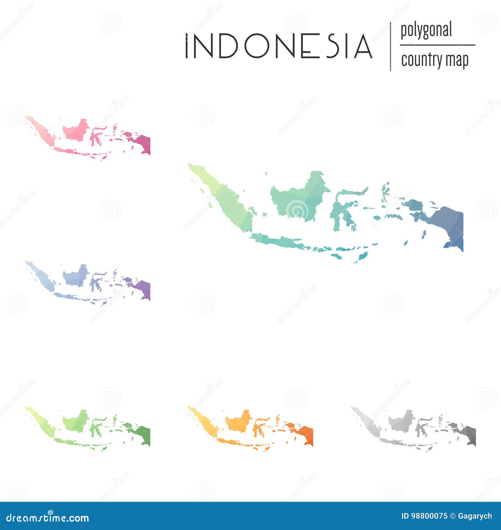 Set of Vector Polygonal Indonesia Maps. Stock Vector - Illustration of ...