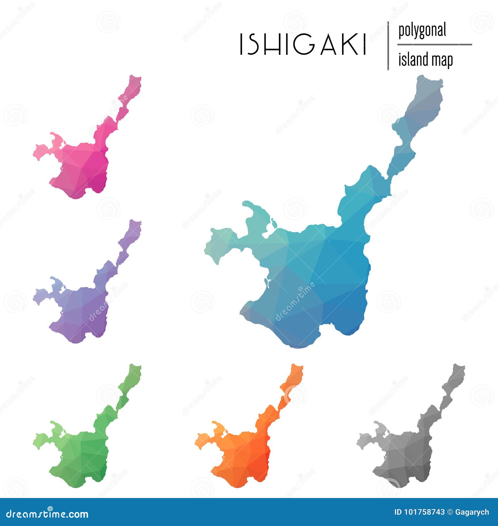 Set of Vector Polygonal Ishigaki Maps Filled with. Stock Vector ...
