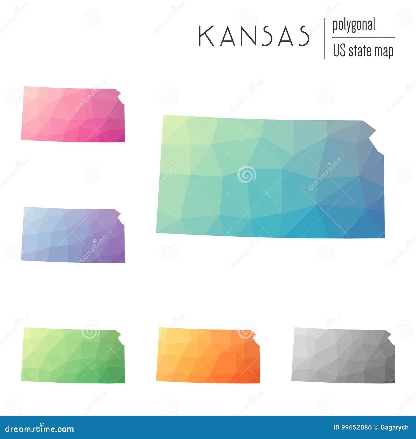 Set of Vector Polygonal Kansas Maps. Stock Vector - Illustration of ...
