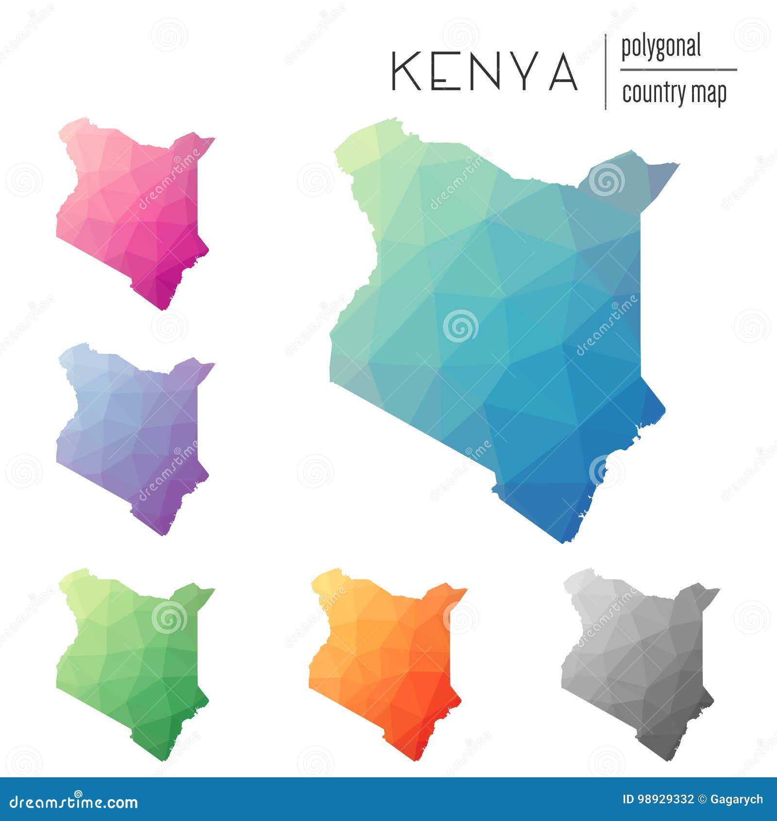 Set of Vector Polygonal Kenya Maps. Stock Vector - Illustration of ...