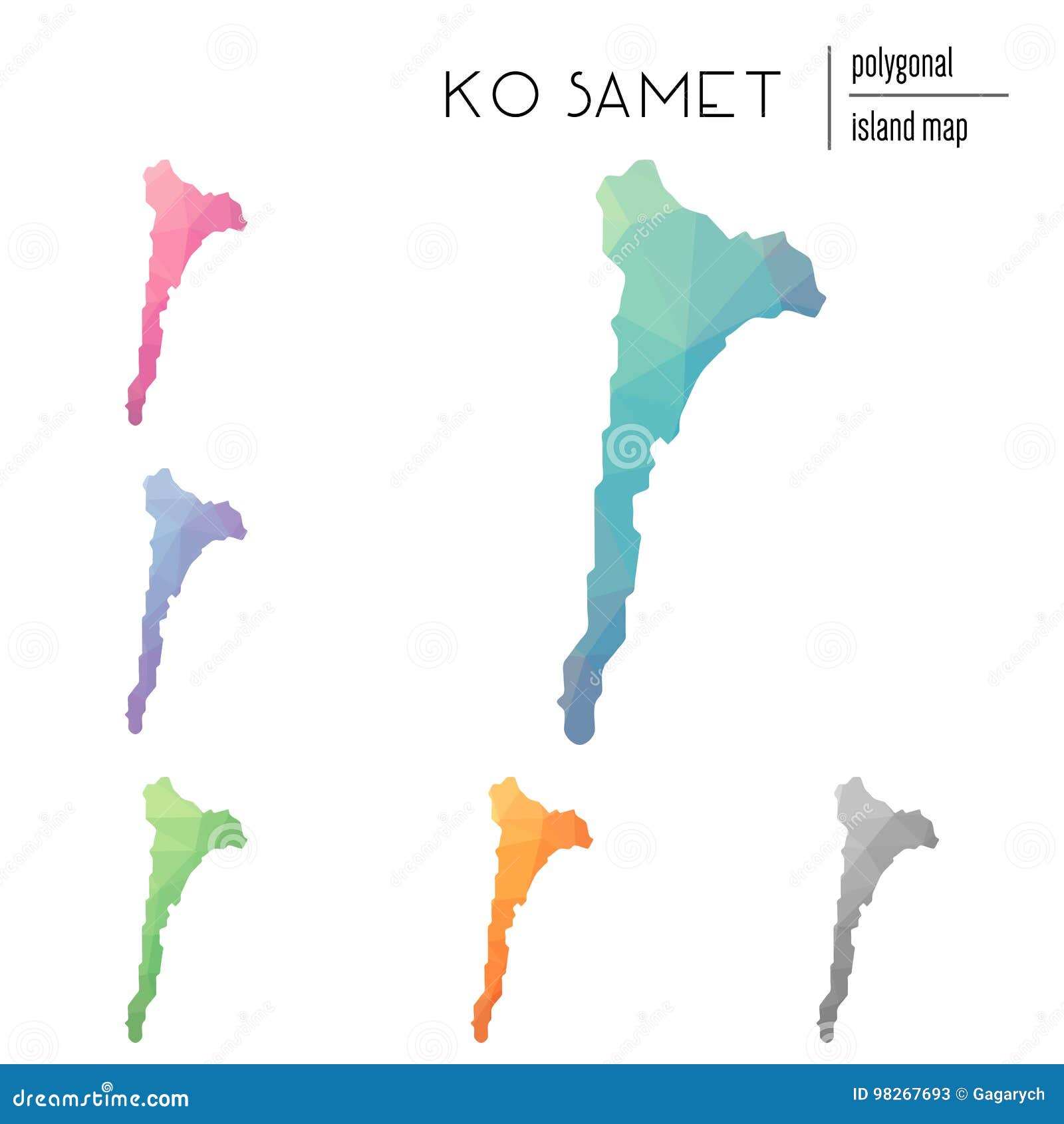 Set of Vector Polygonal Ko Samet Maps Filled with. Stock Vector ...