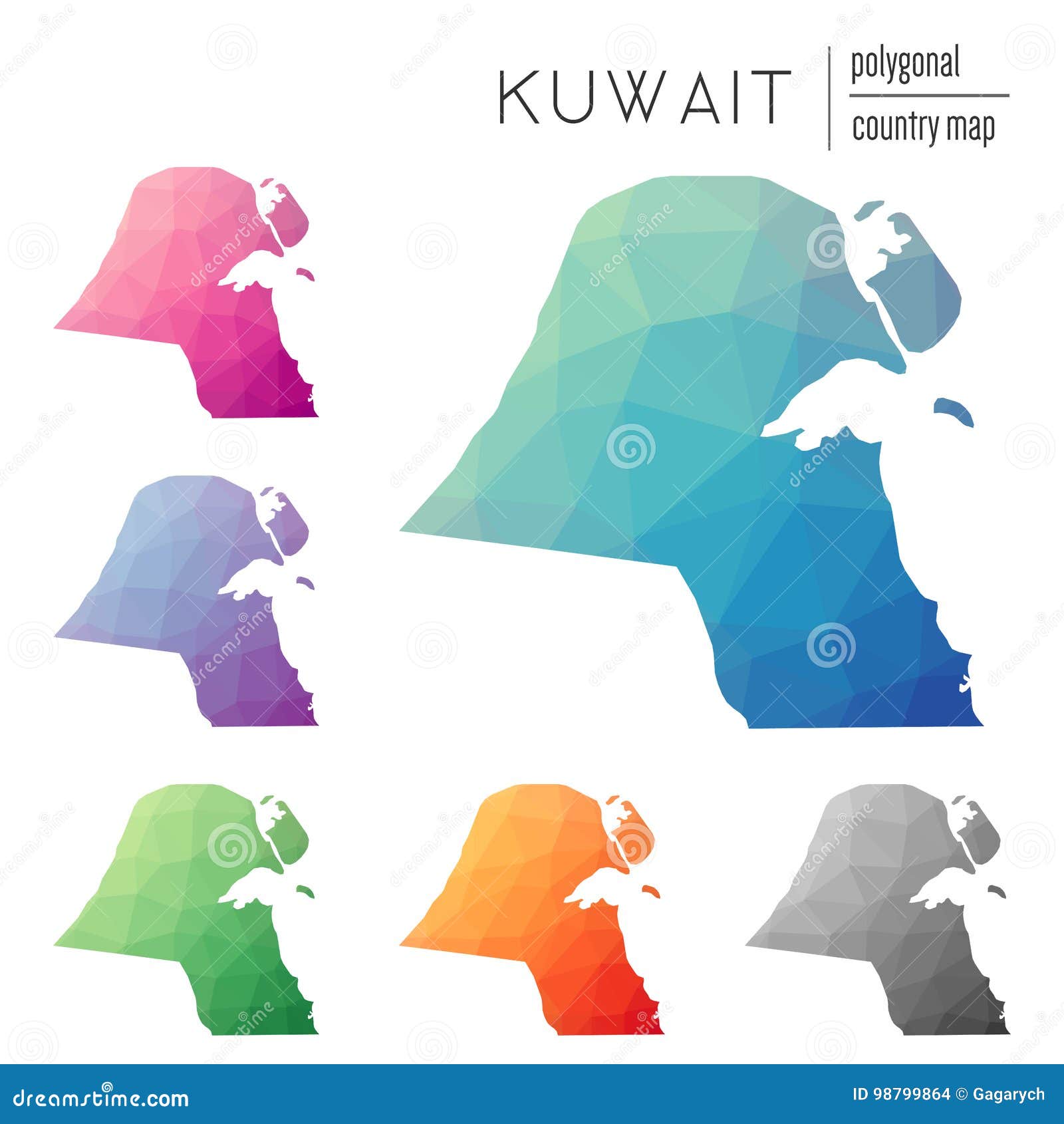Set of Vector Polygonal Kuwait Maps. Stock Vector - Illustration of ...