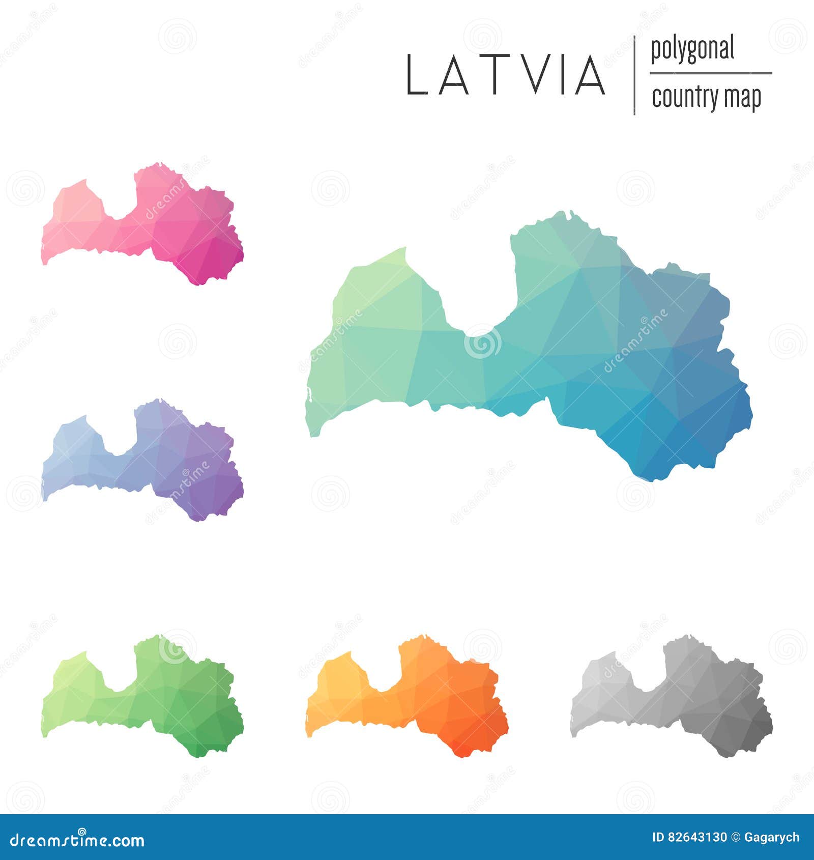 Set of Vector Polygonal Latvia Maps. Stock Vector - Illustration of ...
