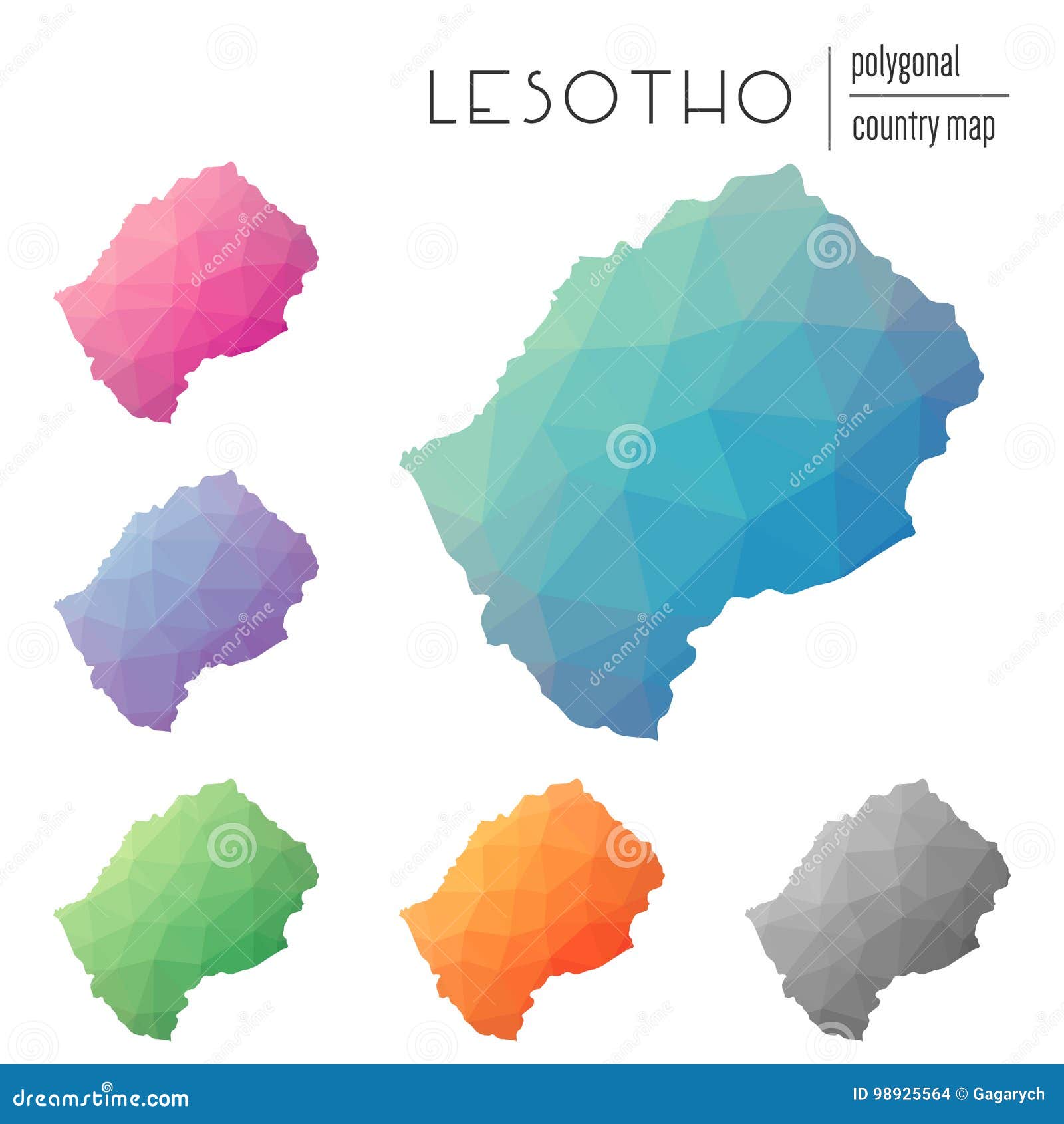 Set of Vector Polygonal Lesotho Maps. Stock Vector - Illustration of ...