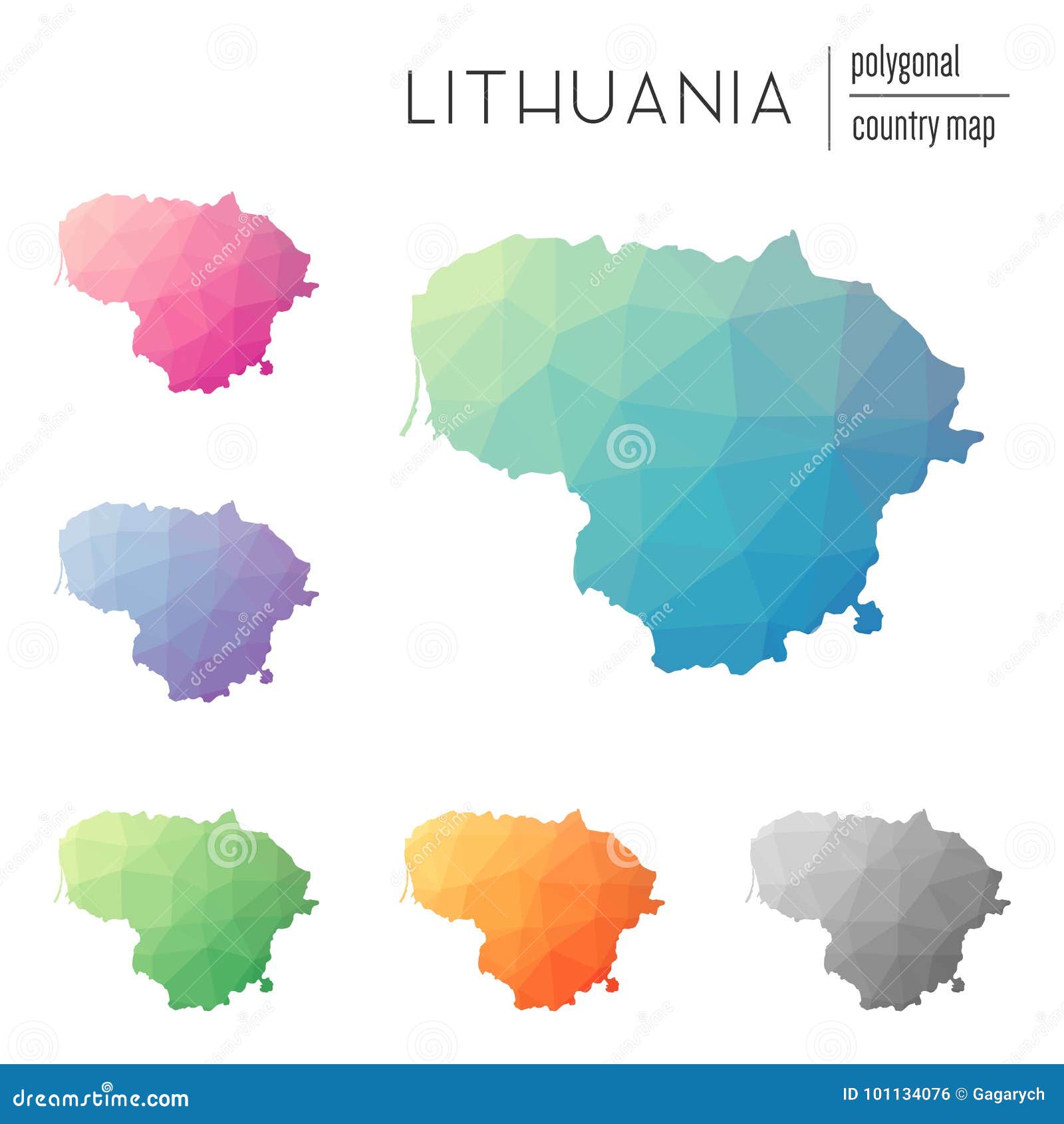 Set of Vector Polygonal Lithuania Maps. Stock Vector - Illustration of ...