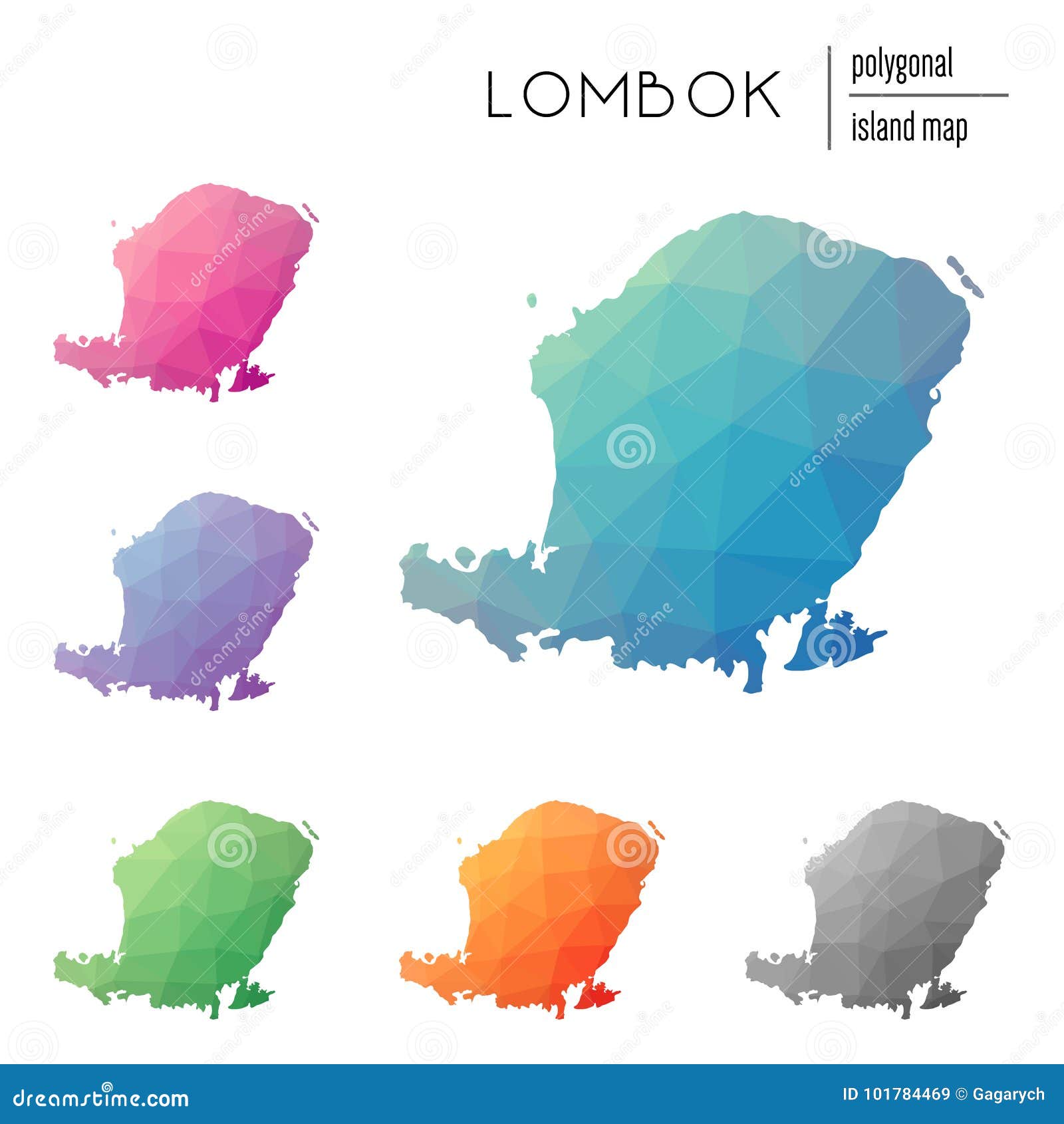 Set of Vector Polygonal Lombok Maps Filled with. Stock Vector ...