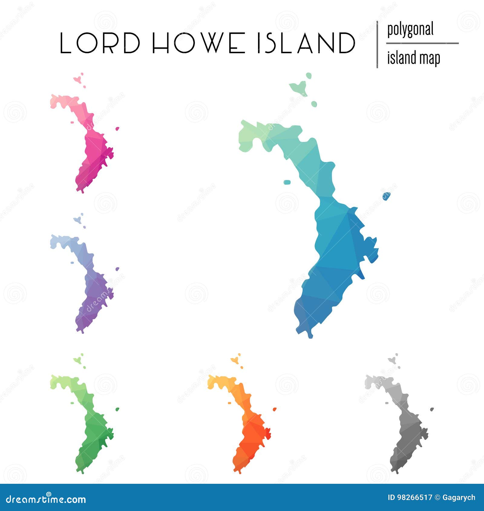 Set of Vector Polygonal Lord Howe Island Maps. Stock Vector ...