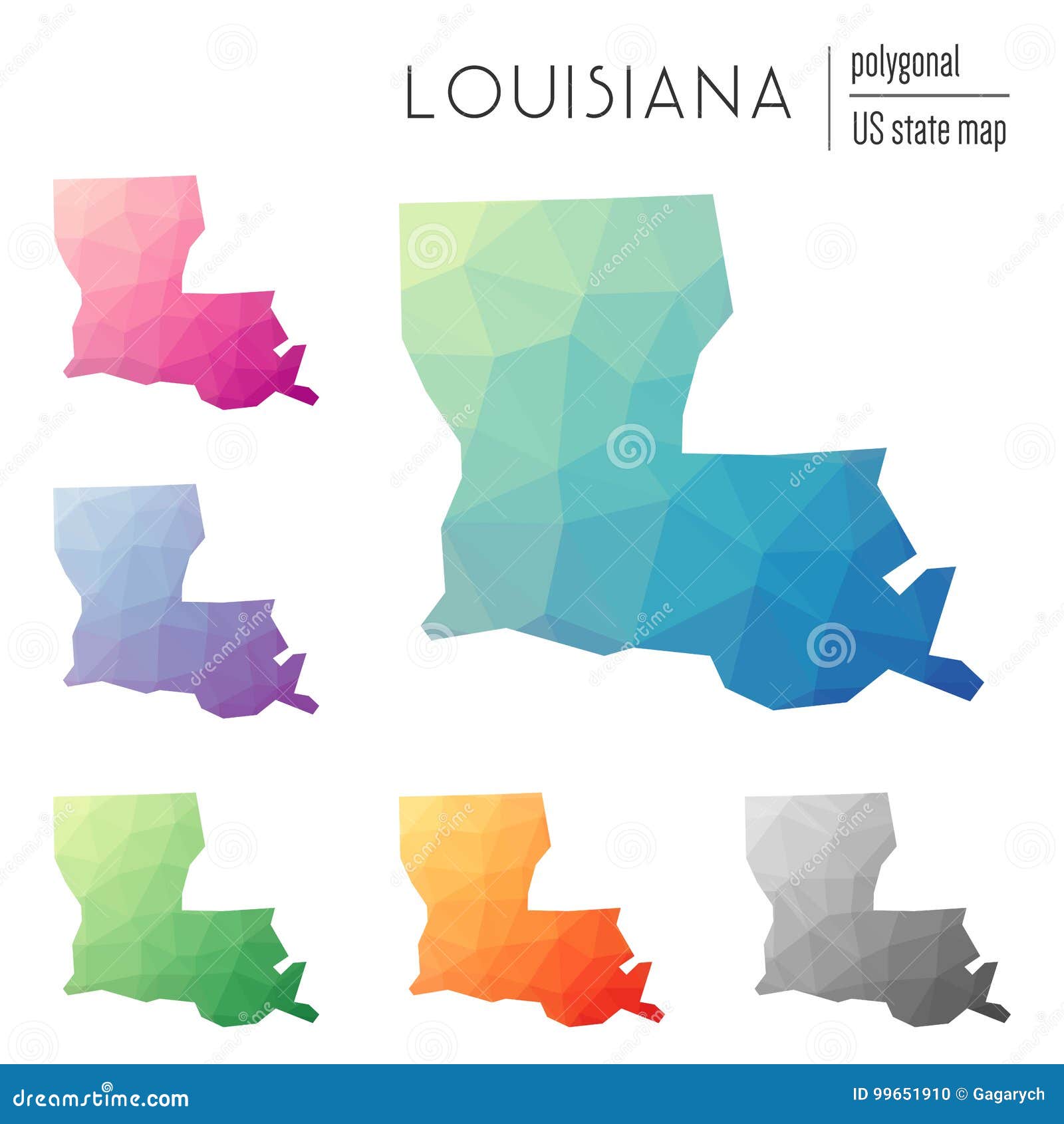 Set of Vector Polygonal Louisiana Maps. Stock Vector - Illustration of ...