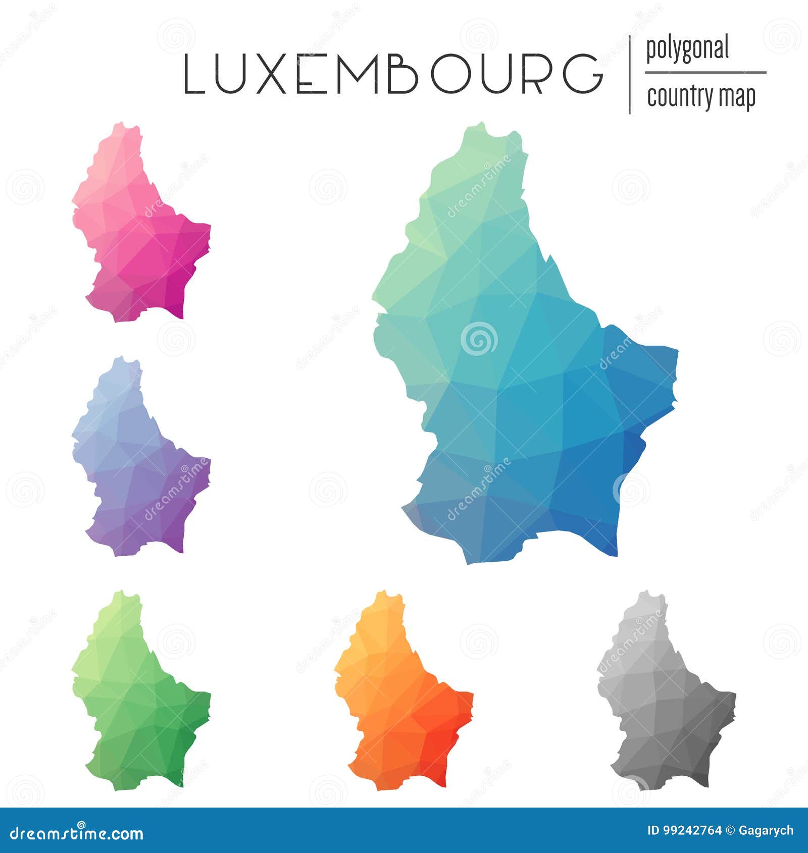 Set of Vector Polygonal Luxembourg Maps. Stock Vector - Illustration of ...
