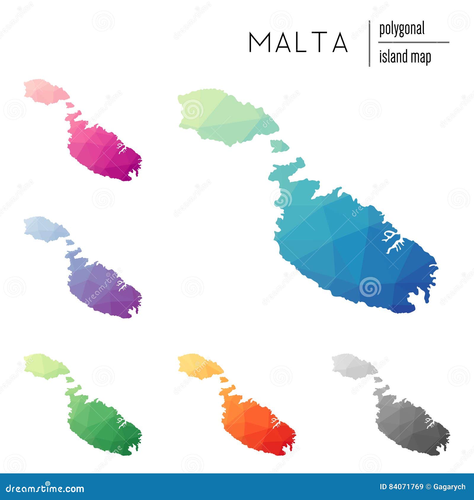 Set of Vector Polygonal Malta Maps Filled with. Stock Vector ...