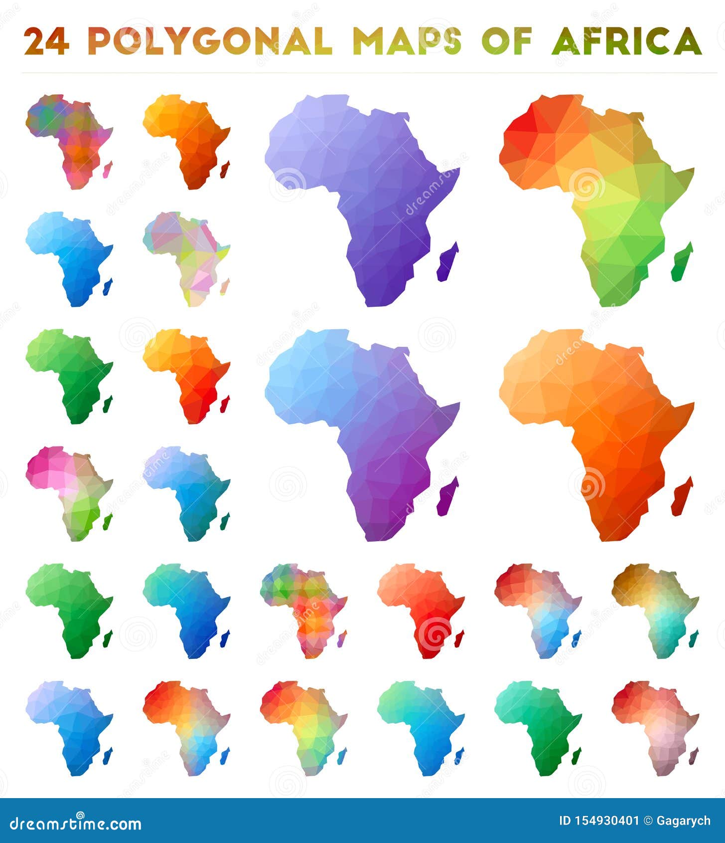 Set of Vector Polygonal Maps of Africa. Stock Vector - Illustration of ...
