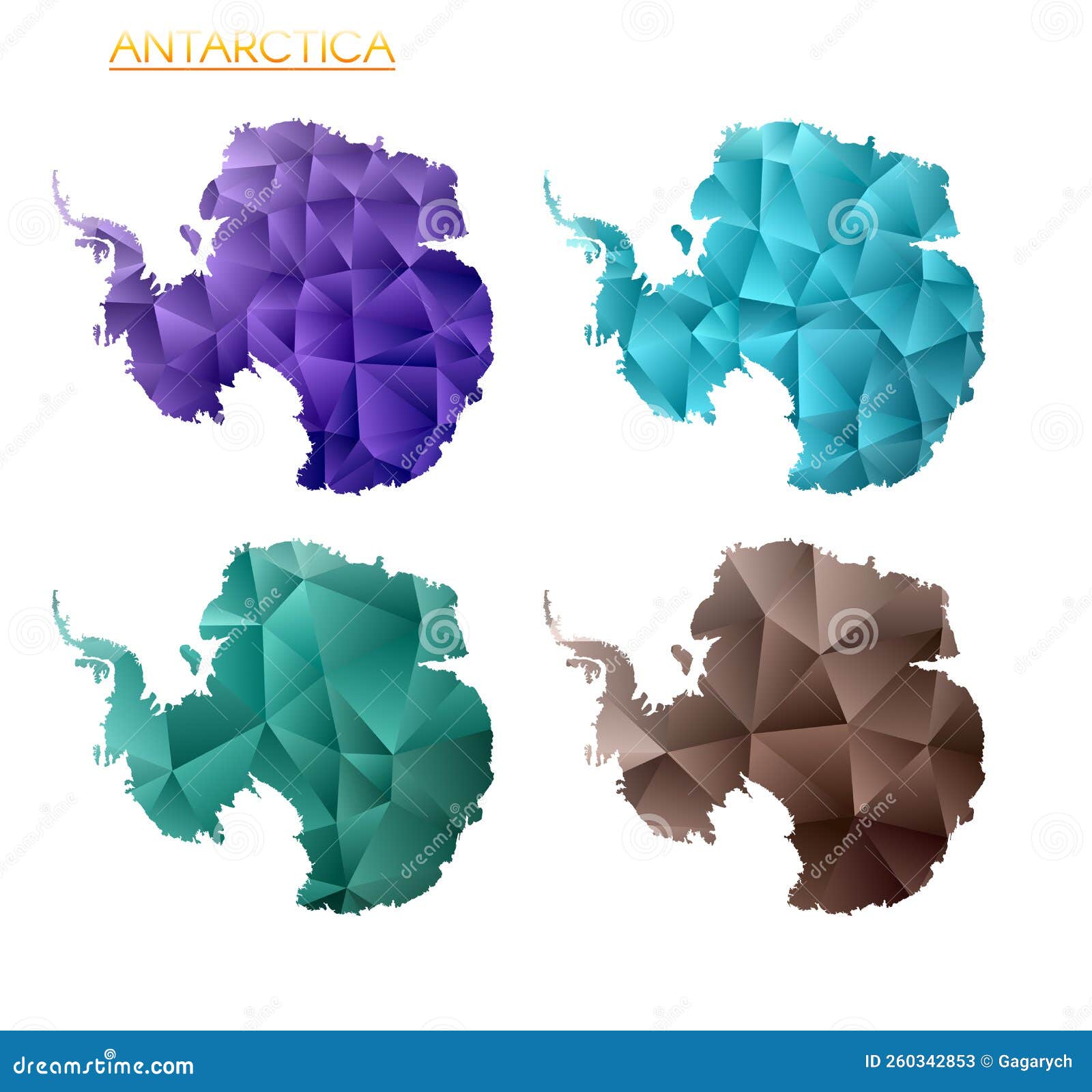 Set of Vector Polygonal Maps of Antarctica. Stock Vector - Illustration ...