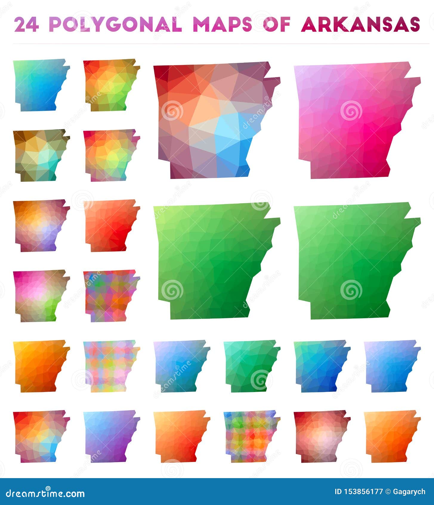 Set of Vector Polygonal Maps of Arkansas. Stock Vector - Illustration ...