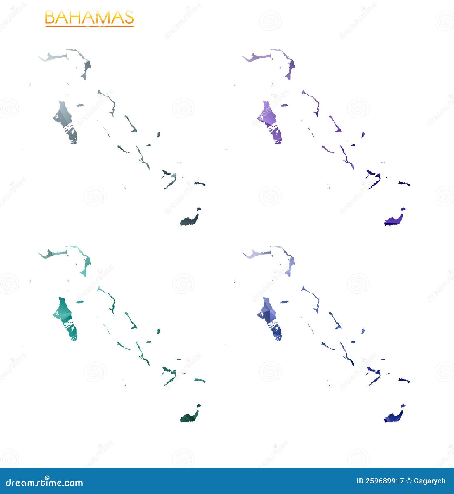 Set of Vector Polygonal Maps of Bahamas. Stock Vector - Illustration of ...