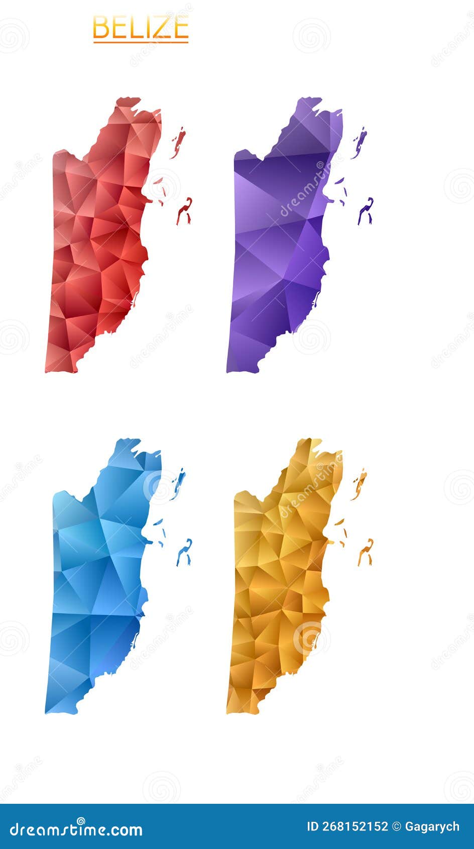 Set of Vector Polygonal Maps of Belize. Stock Vector - Illustration of ...