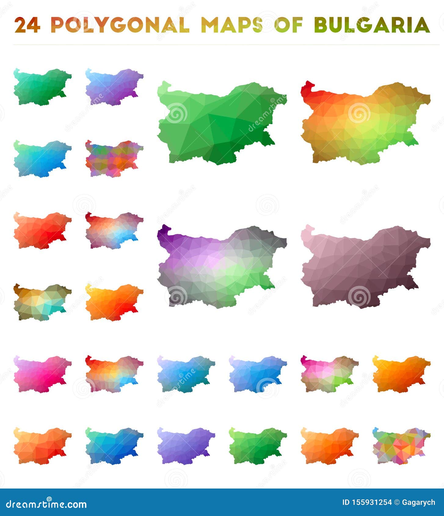 Set of Vector Polygonal Maps of Bulgaria. Stock Vector - Illustration ...
