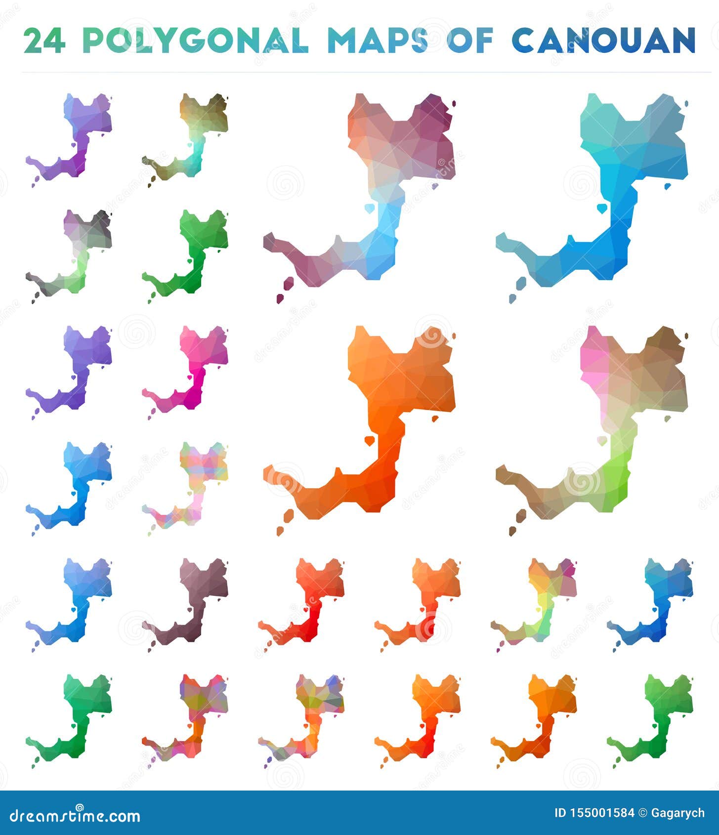 Set of Vector Polygonal Maps of Canouan. Stock Vector - Illustration of ...