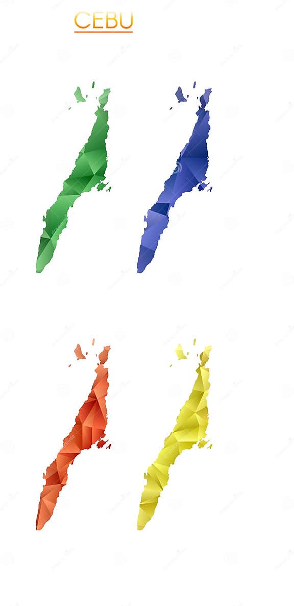 Set of Vector Polygonal Maps of Cebu. Stock Vector - Illustration of ...