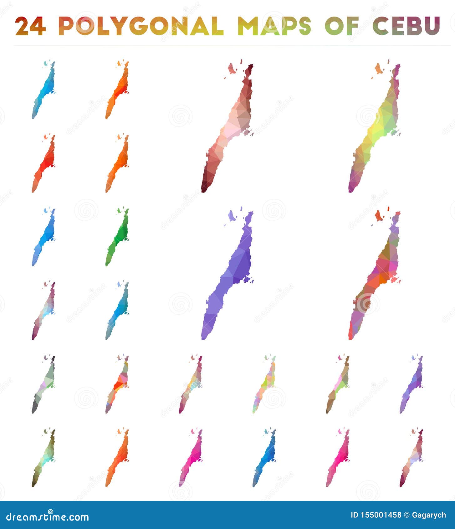 Set of Vector Polygonal Maps of Cebu. Stock Vector - Illustration of ...