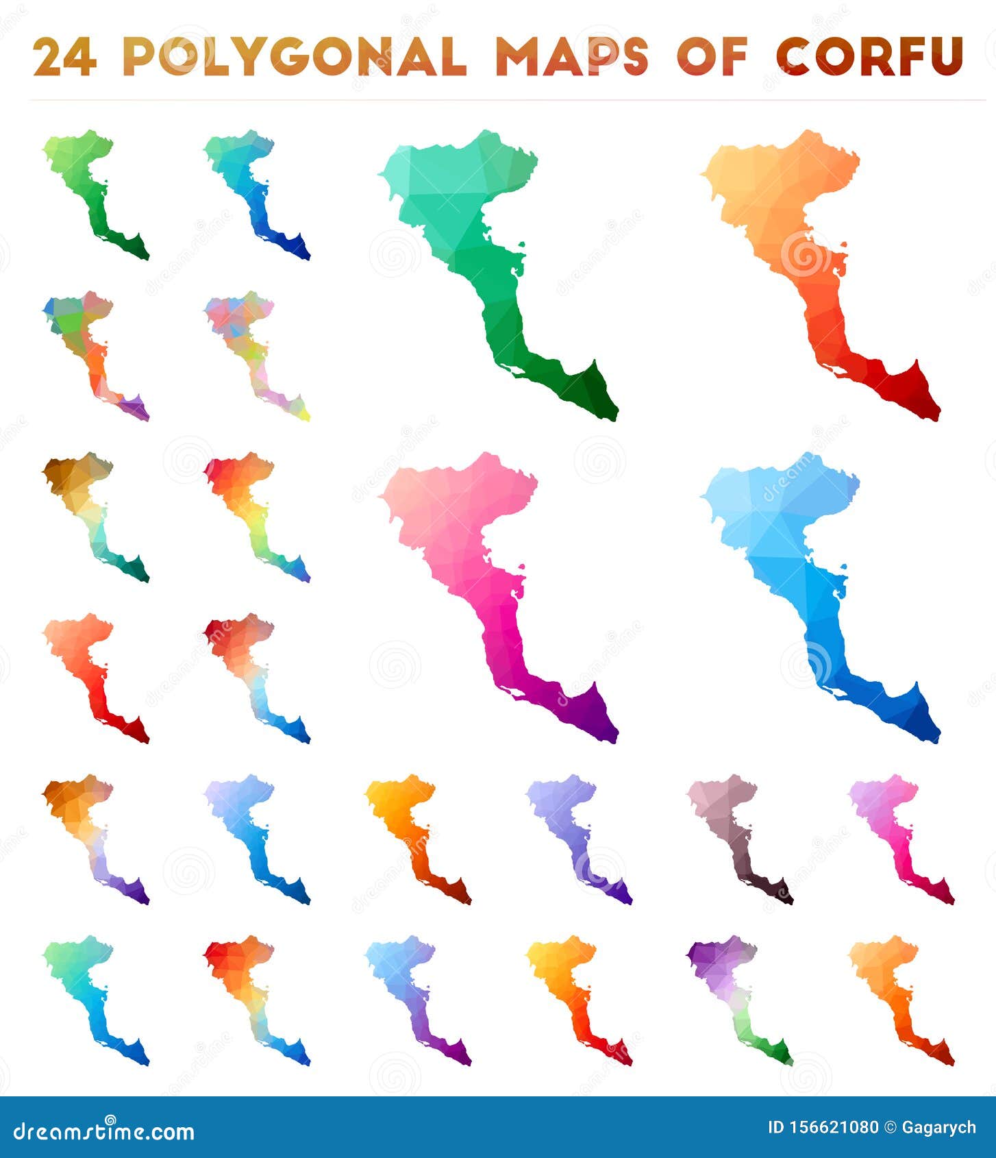 Set of Vector Polygonal Maps of Corfu. Stock Vector - Illustration of ...