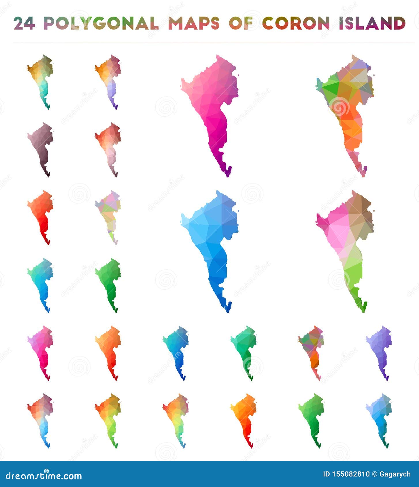 Set of Vector Polygonal Maps of Coron Island. Stock Vector ... Set of Vector Polygonal Maps of Coron Island. Stock Vector ...