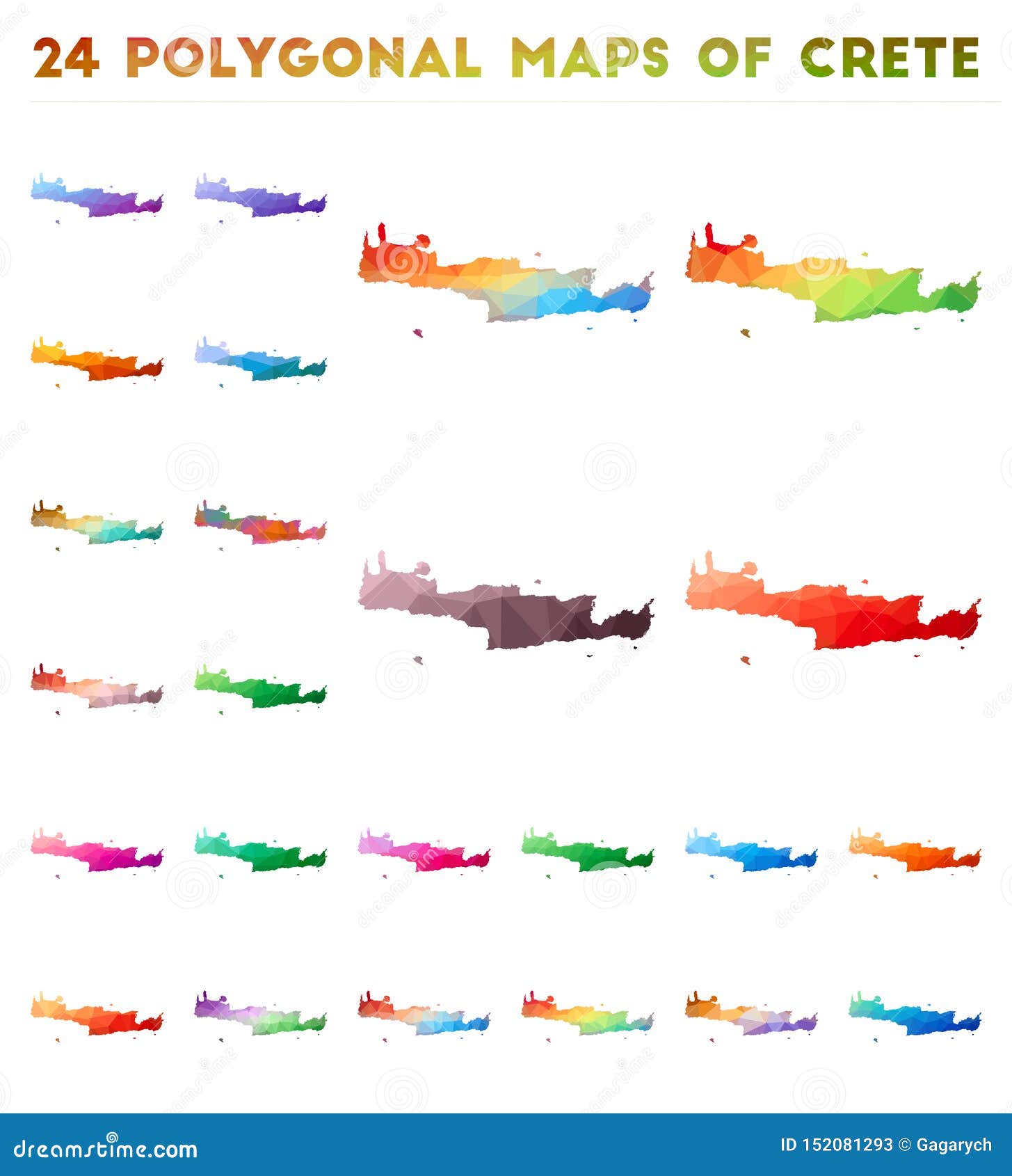 Set of Vector Polygonal Maps of Crete. Stock Vector - Illustration of ...