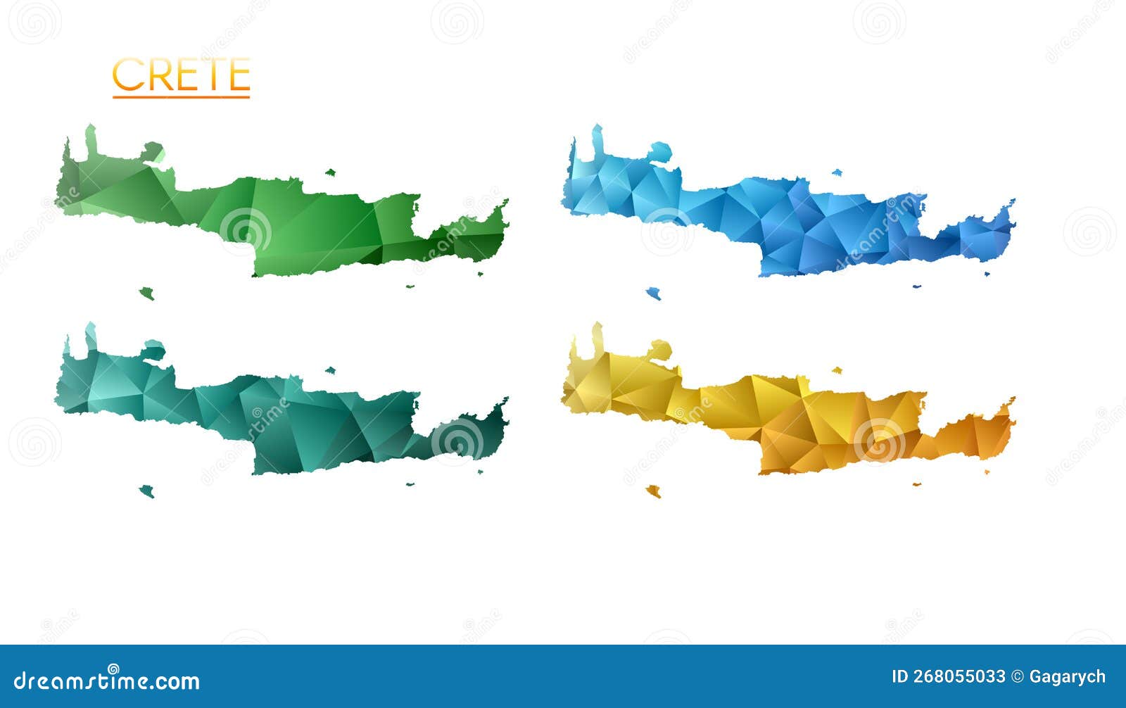 Set of Vector Polygonal Maps of Crete. Stock Vector - Illustration of ...