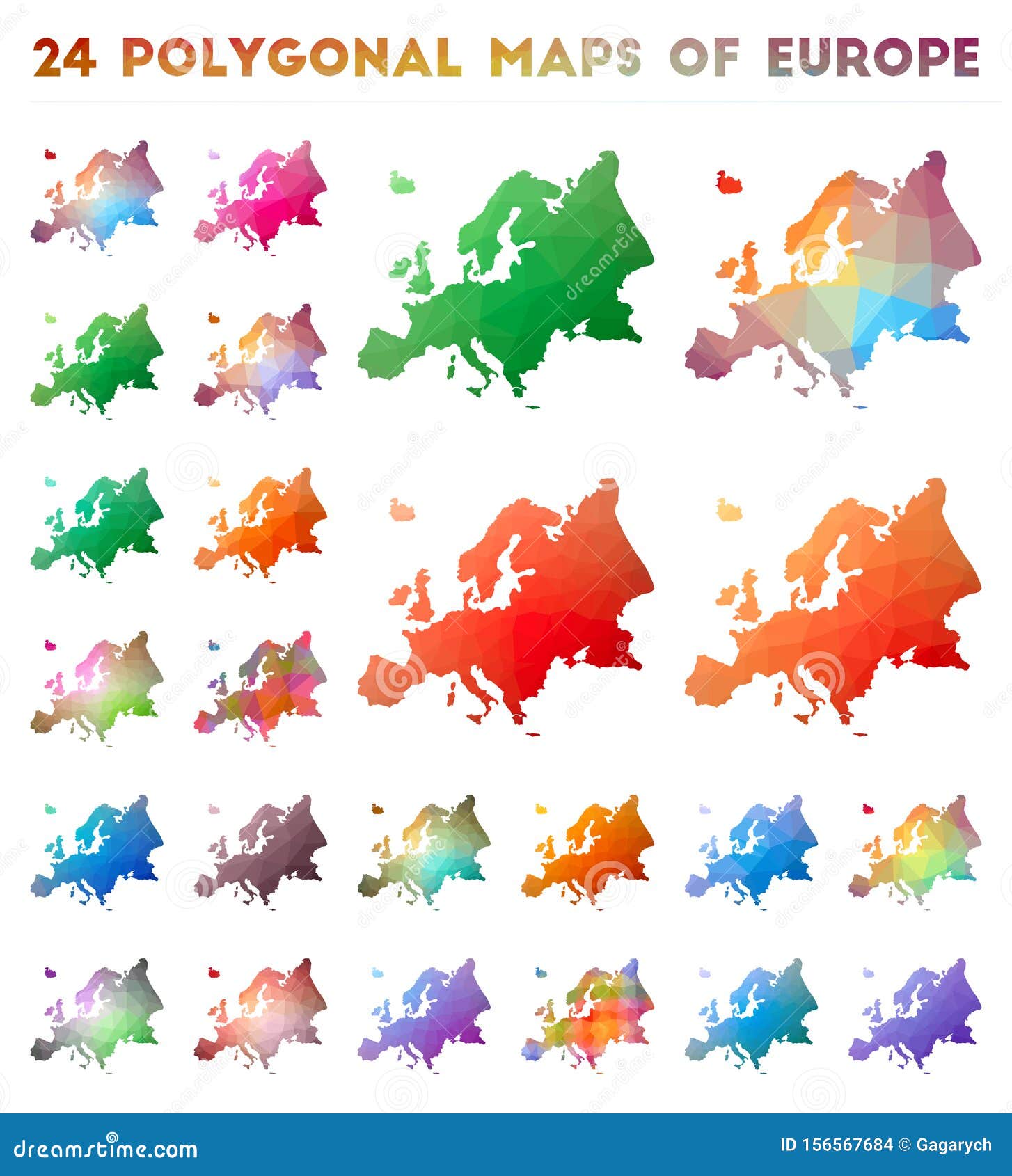 Set of Vector Polygonal Maps of Europe. Stock Vector - Illustration of ...