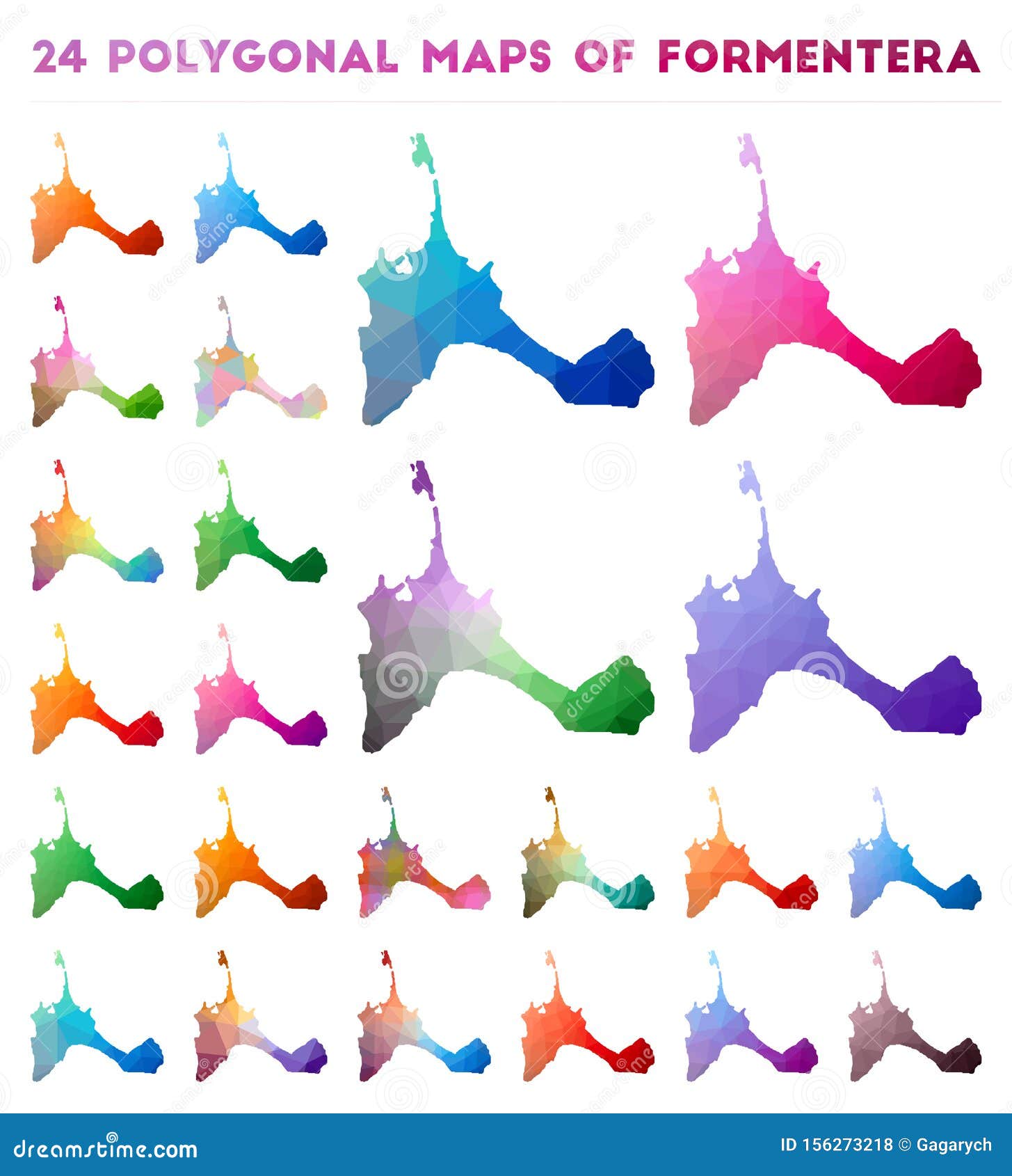 Set of Vector Polygonal Maps of Formentera. Stock Vector - Illustration ...