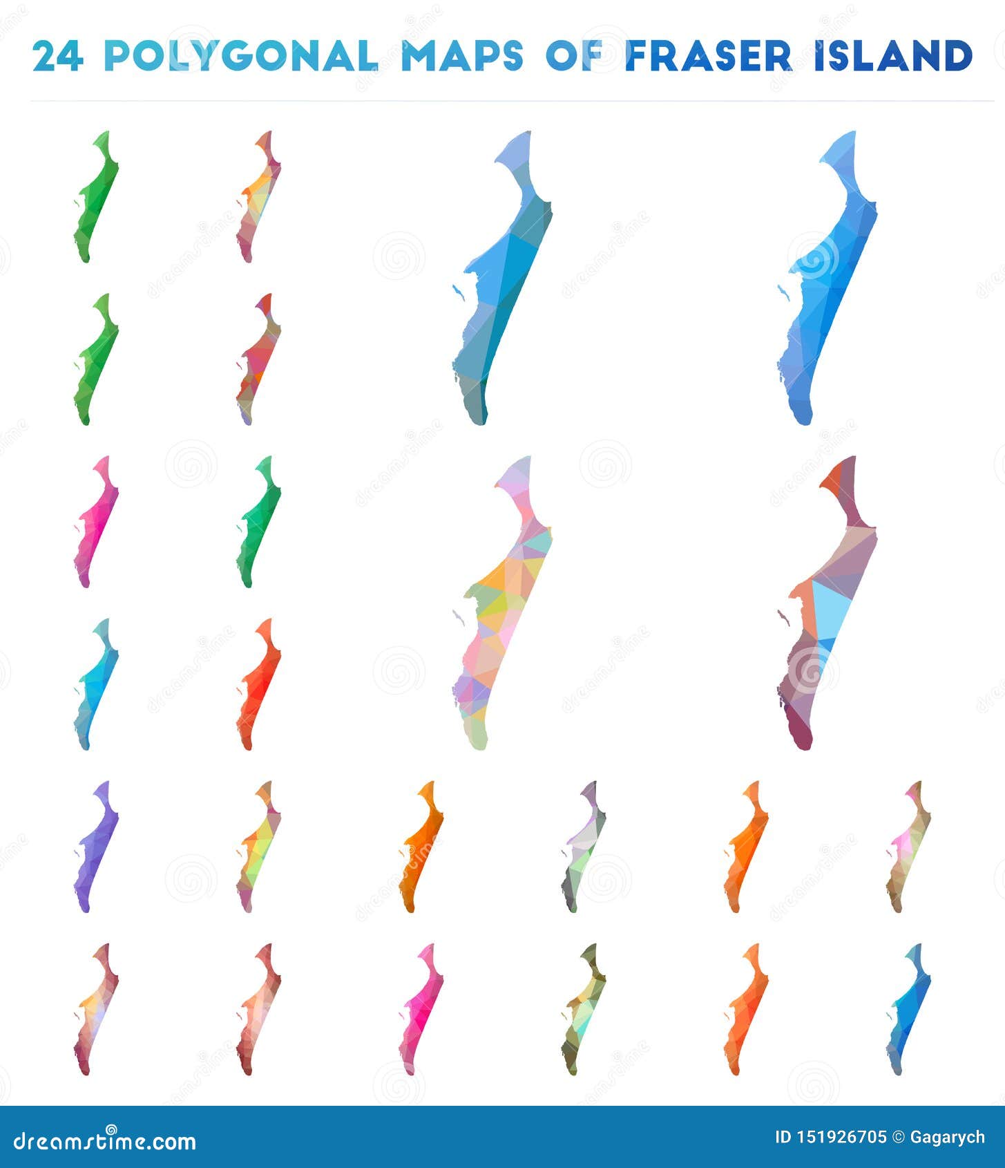 Low Poly Map Of Fraser Island. Cartoon Vector | CartoonDealer.com ...