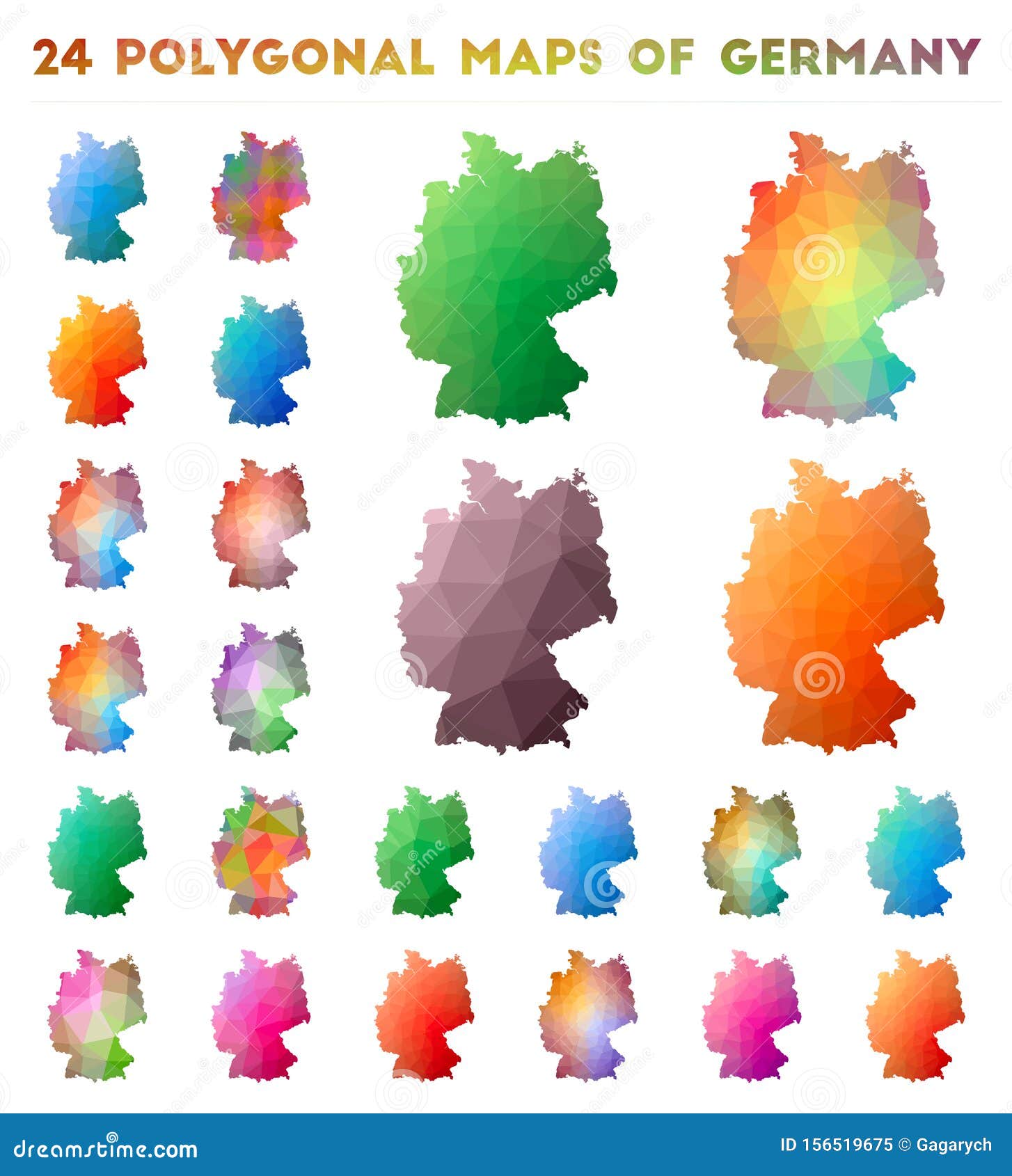 Set of Vector Polygonal Maps of Germany. Stock Vector - Illustration of ...