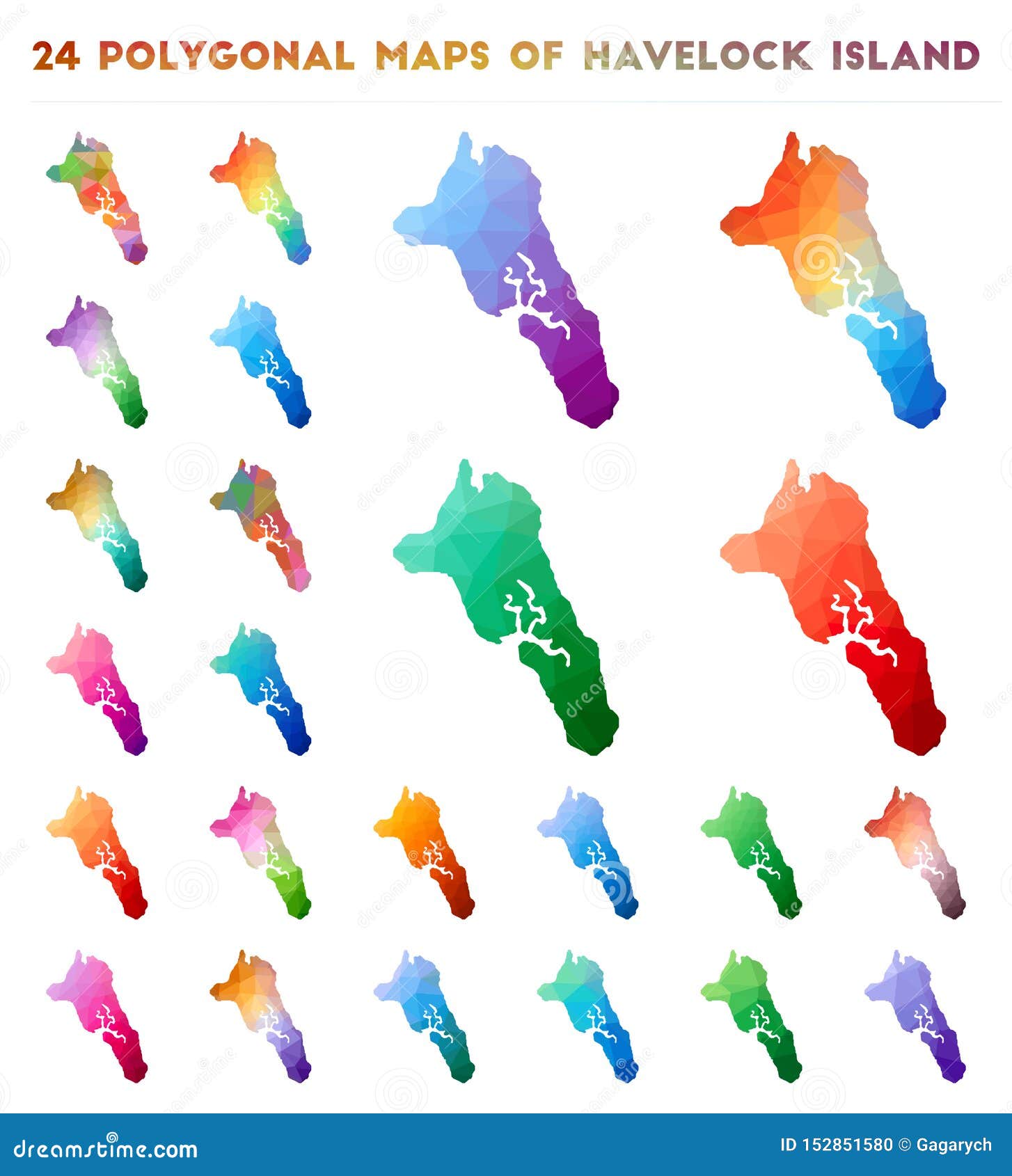 Set of Vector Polygonal Maps of Havelock Island. Stock Vector ...