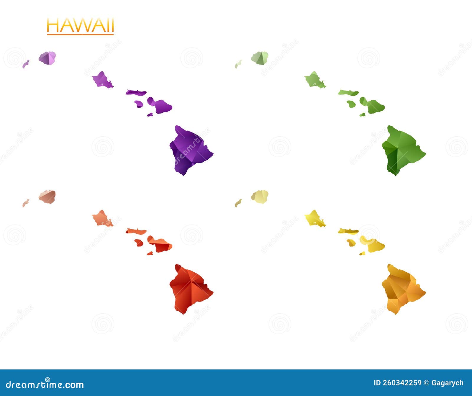Set of Vector Polygonal Maps of Hawaii. Stock Vector - Illustration of ...