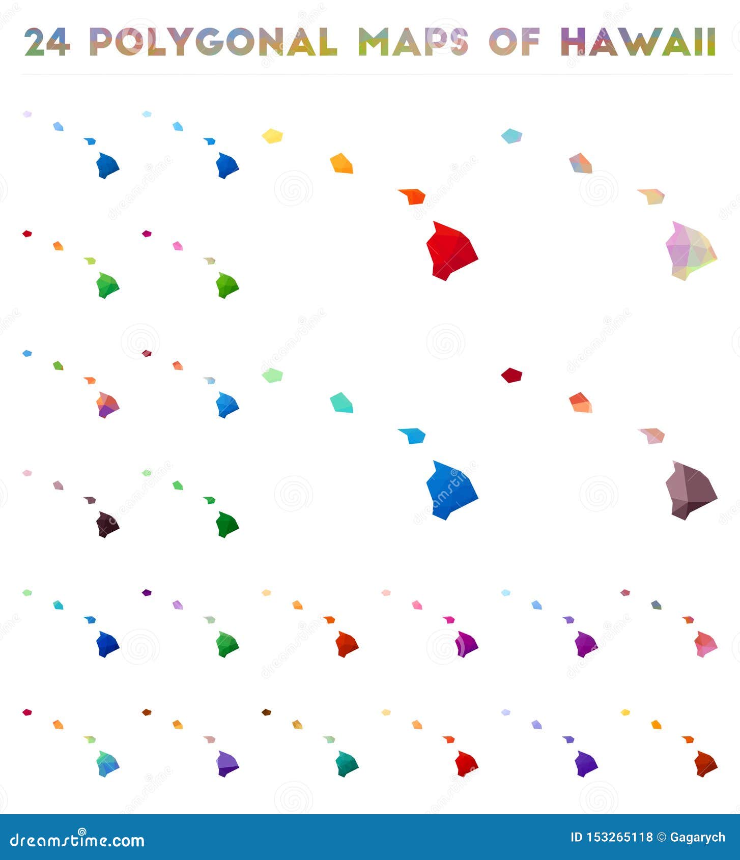 Set of Vector Polygonal Maps of Hawaii. Stock Vector - Illustration of ...