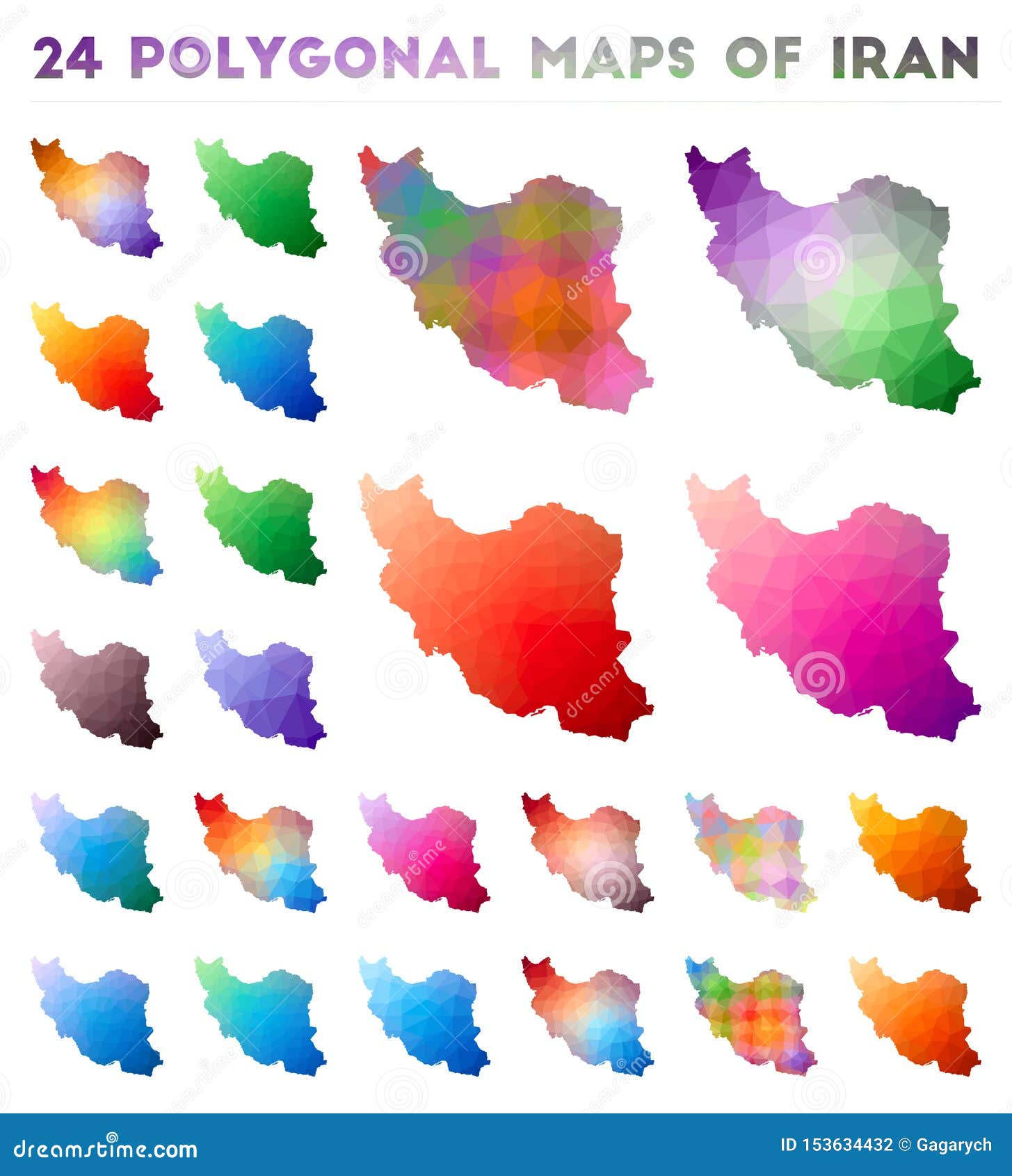 Set of Vector Polygonal Maps of Iran. Stock Vector - Illustration of ...