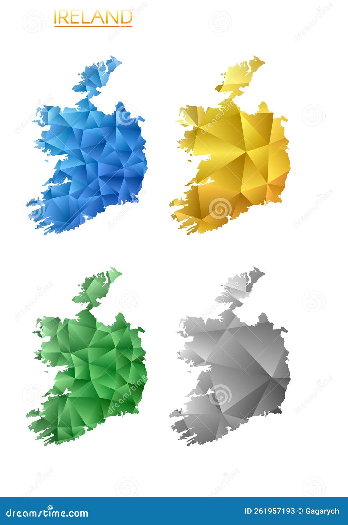 Set of Vector Polygonal Maps of Ireland. Stock Vector - Illustration of ...