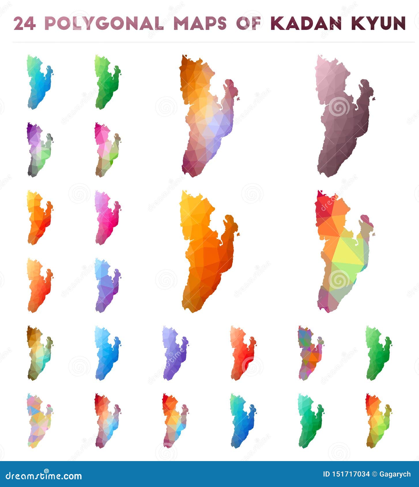 Set of Vector Polygonal Maps of Kadan Kyun. Stock Vector - Illustration ...
