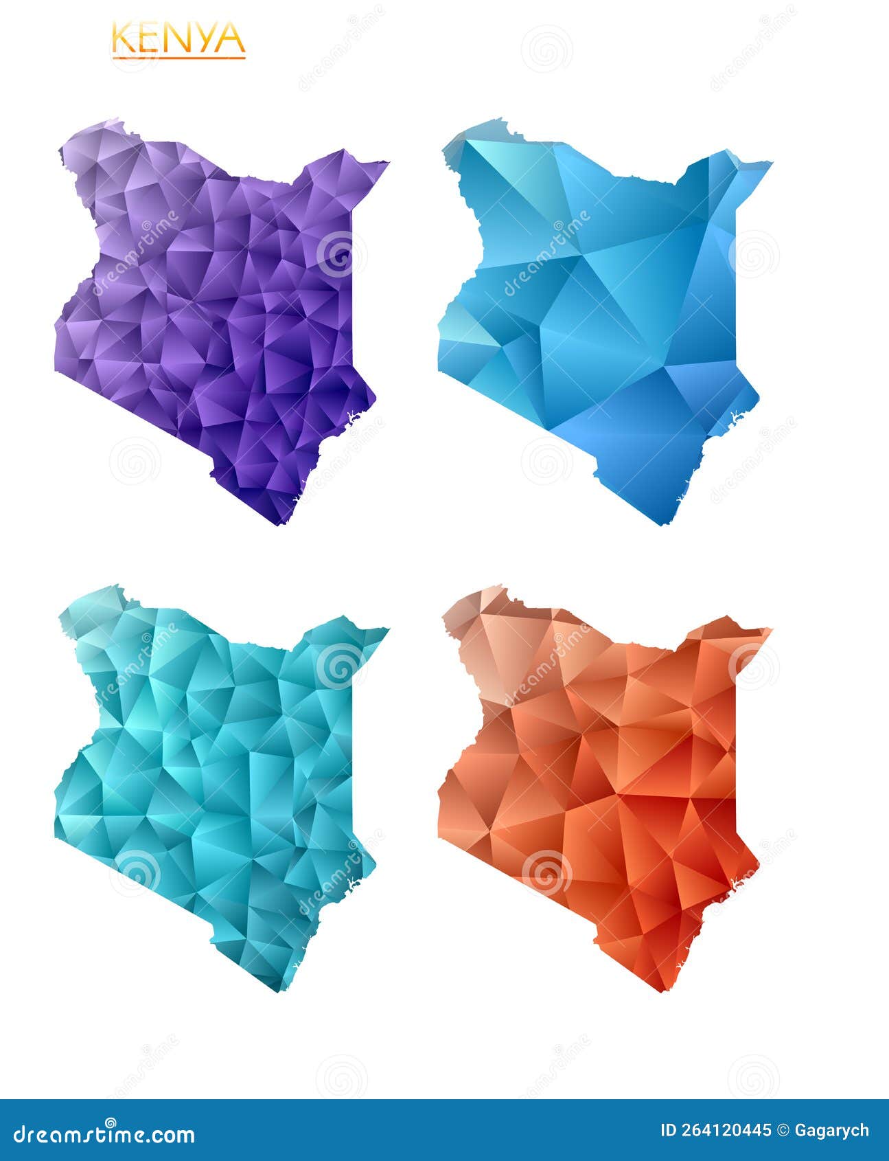 Set of Vector Polygonal Maps of Kenya. Stock Vector - Illustration of ...