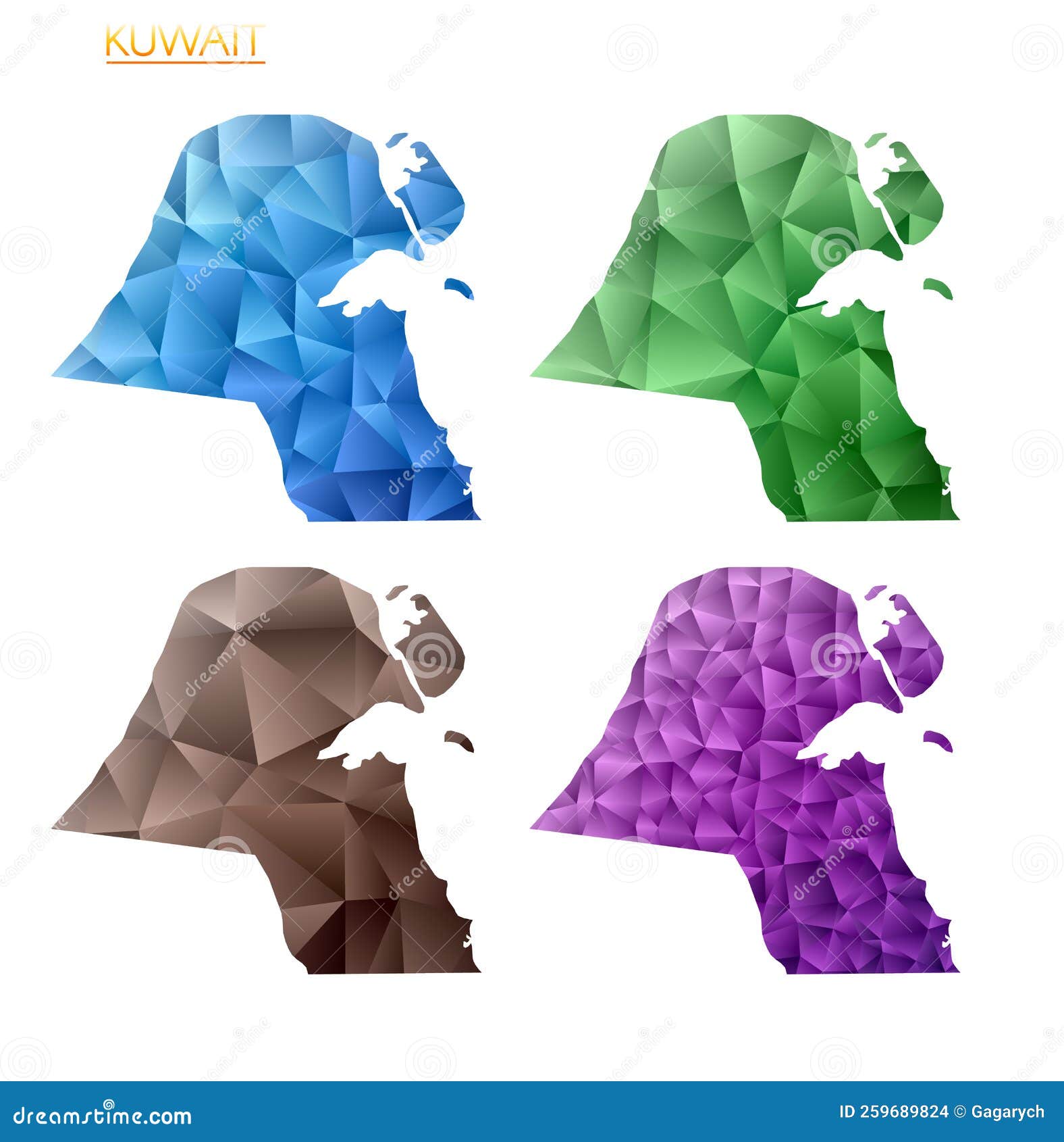 Set of Vector Polygonal Maps of Kuwait. Stock Vector - Illustration of ...