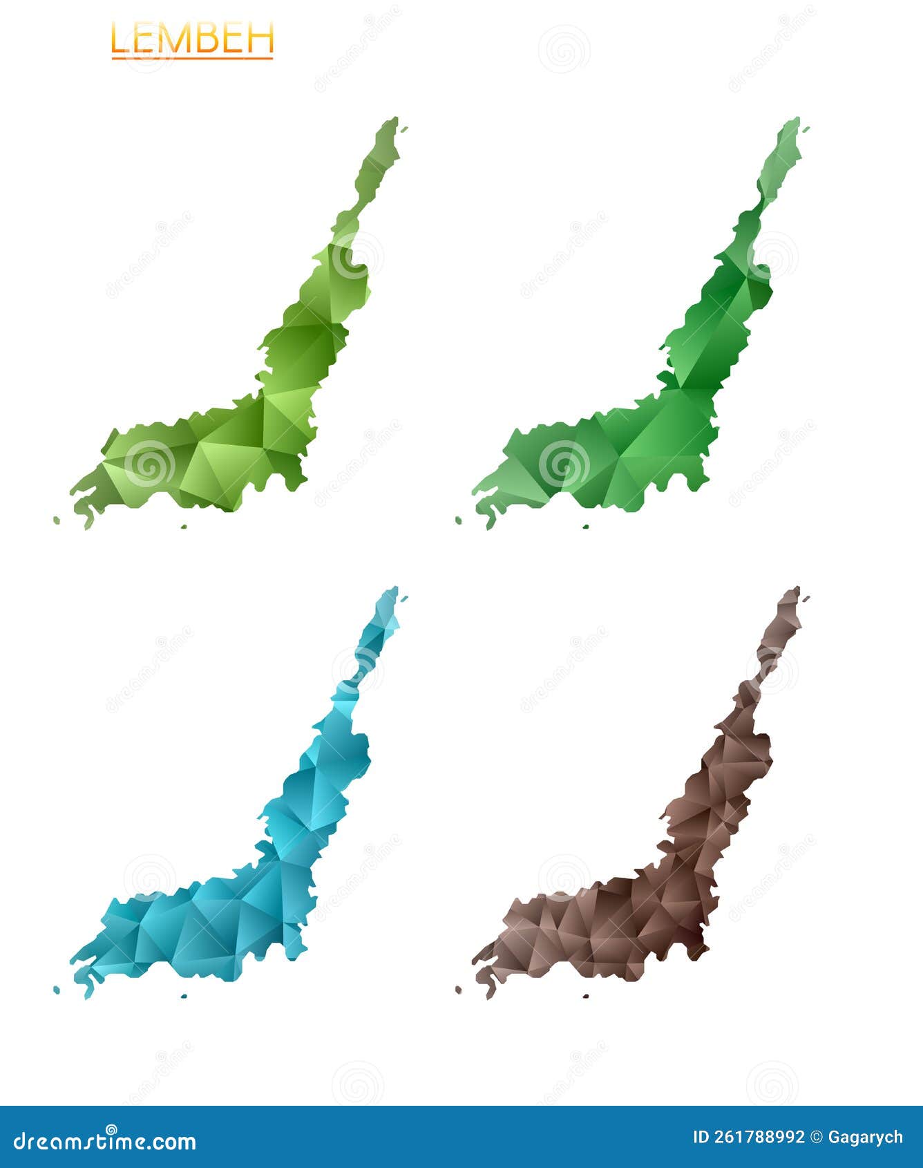 Set of Vector Polygonal Maps of Lembeh. Stock Vector - Illustration of ...
