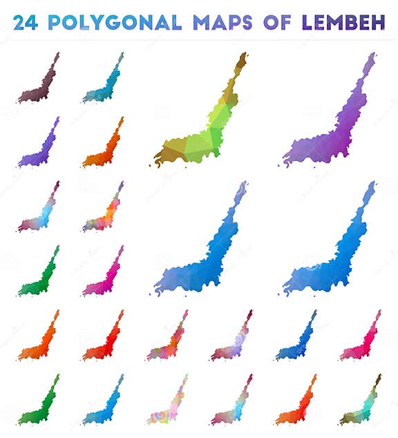 Set of Vector Polygonal Maps of Lembeh. Stock Vector - Illustration of ...