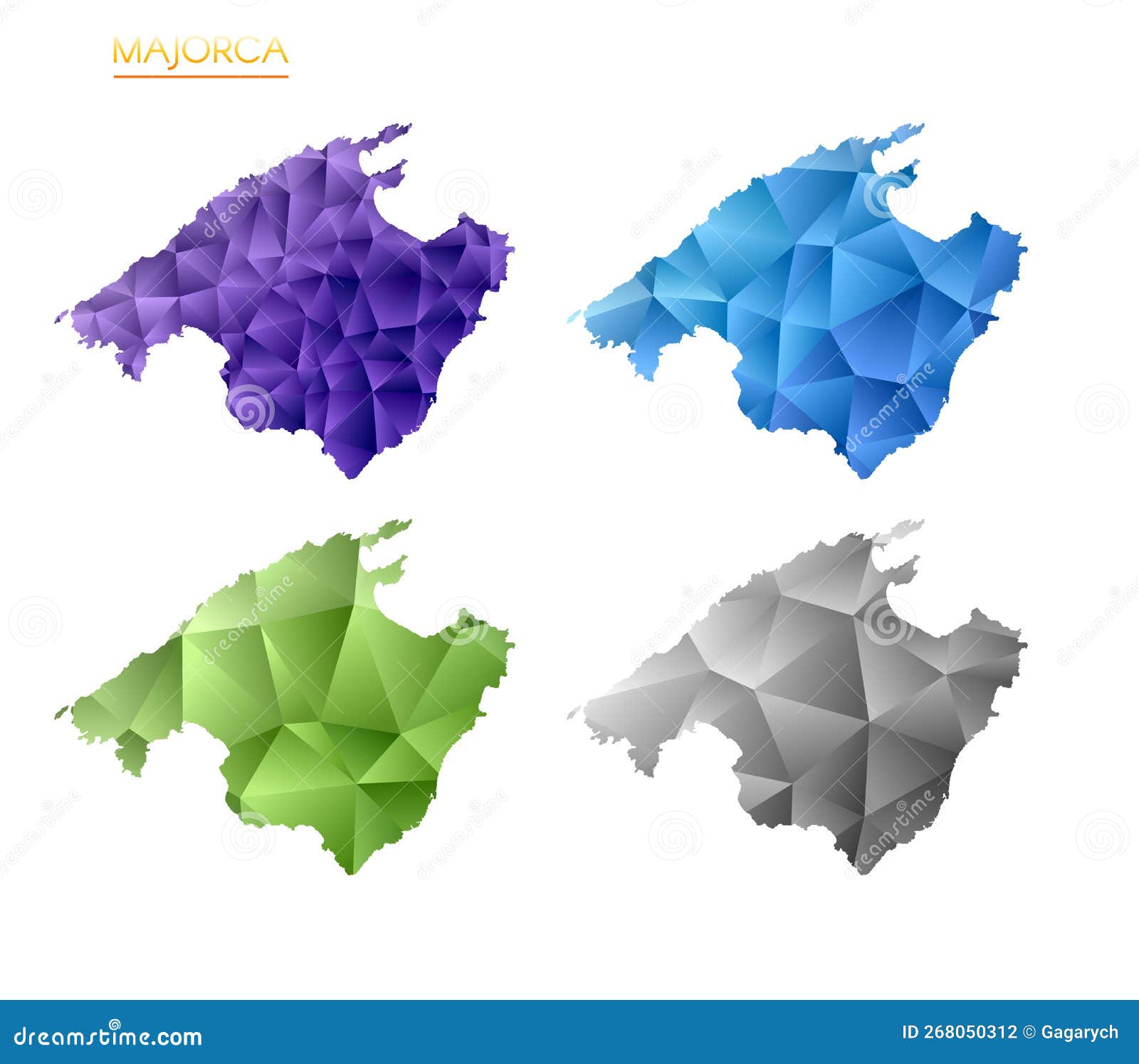 Set of Vector Polygonal Maps of Majorca. Stock Vector - Illustration of ...