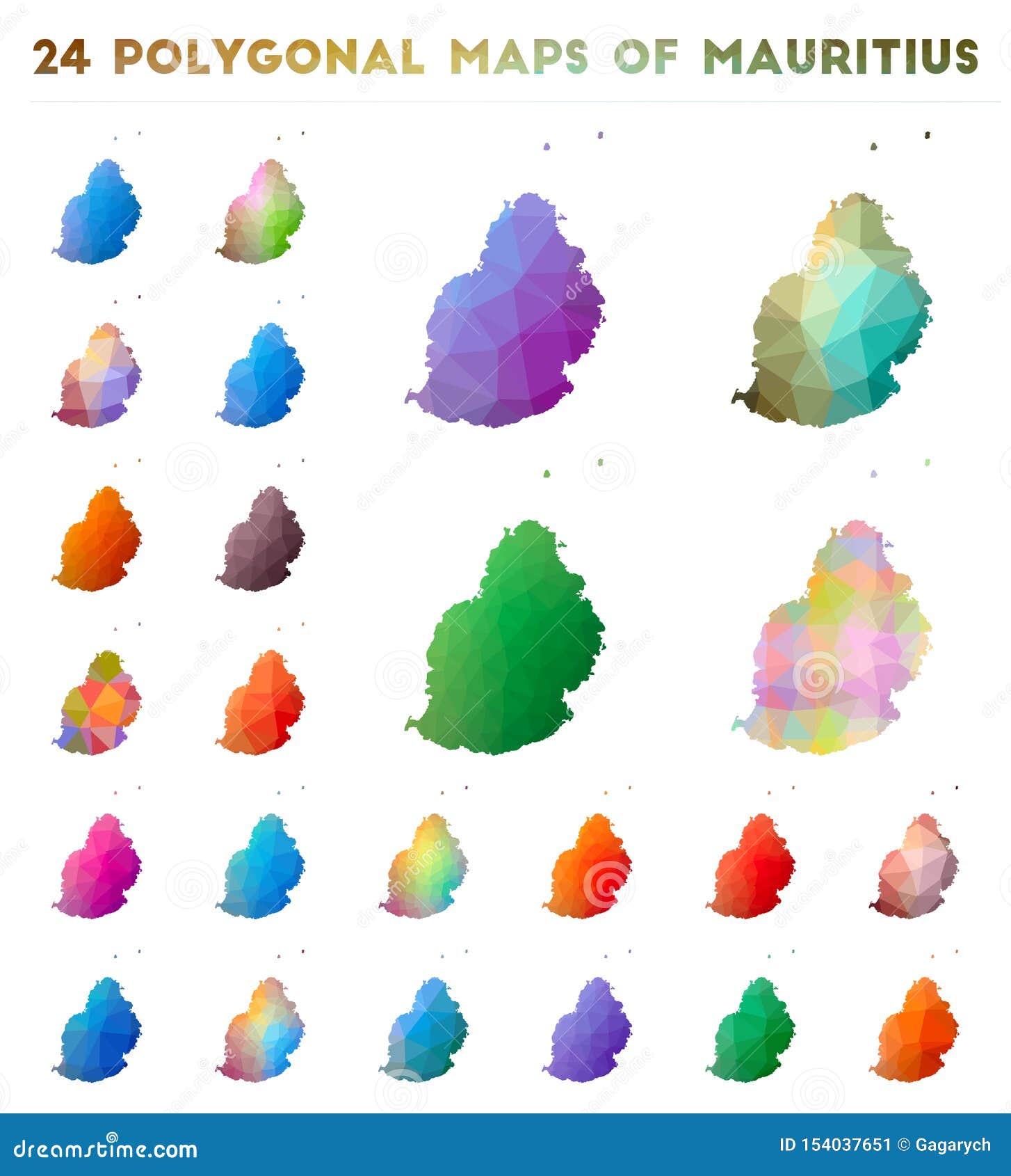 Set of Vector Polygonal Maps of Mauritius. Stock Vector - Illustration ...