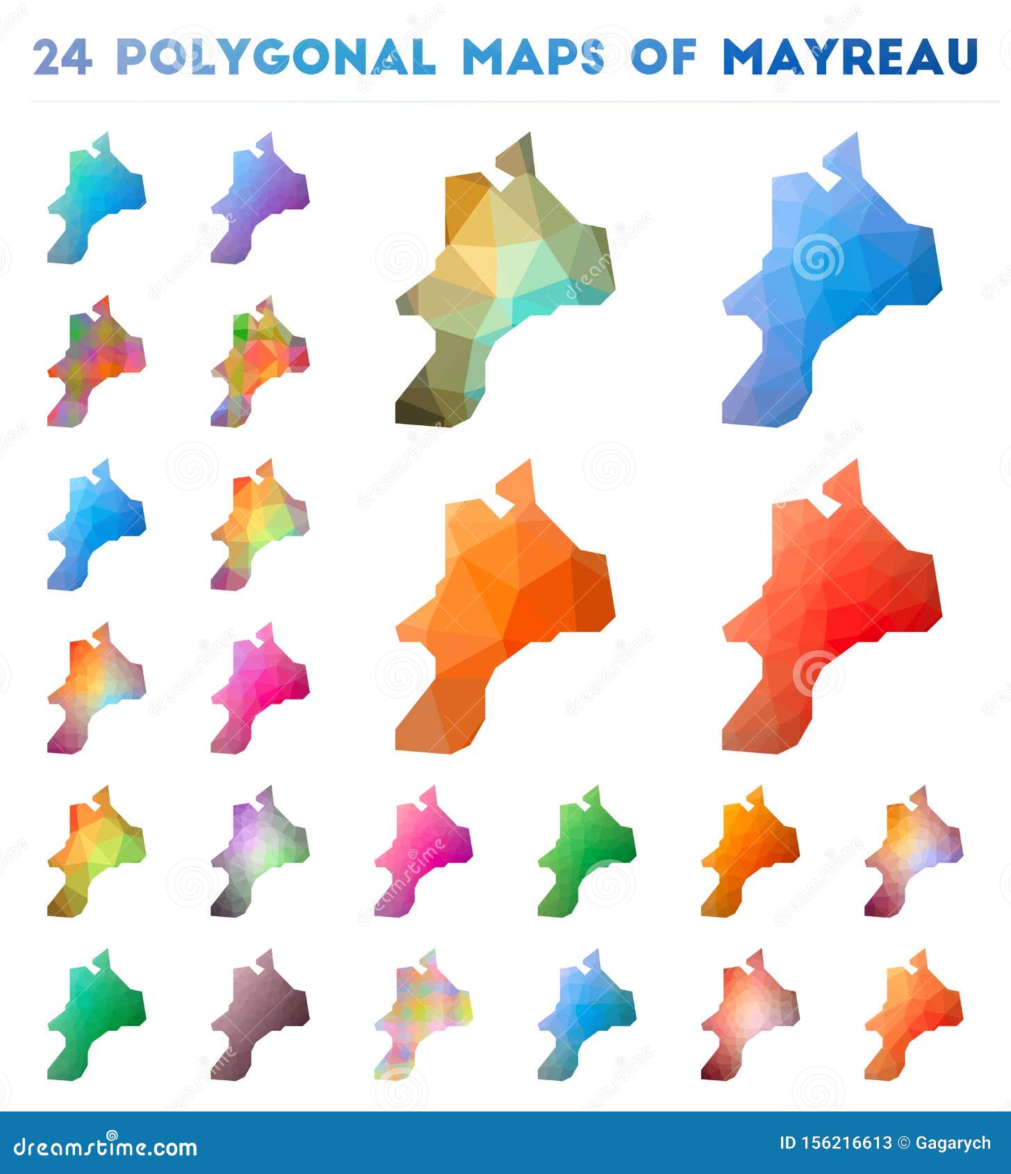 Set of Vector Polygonal Maps of Mayreau. Stock Vector - Illustration of ...