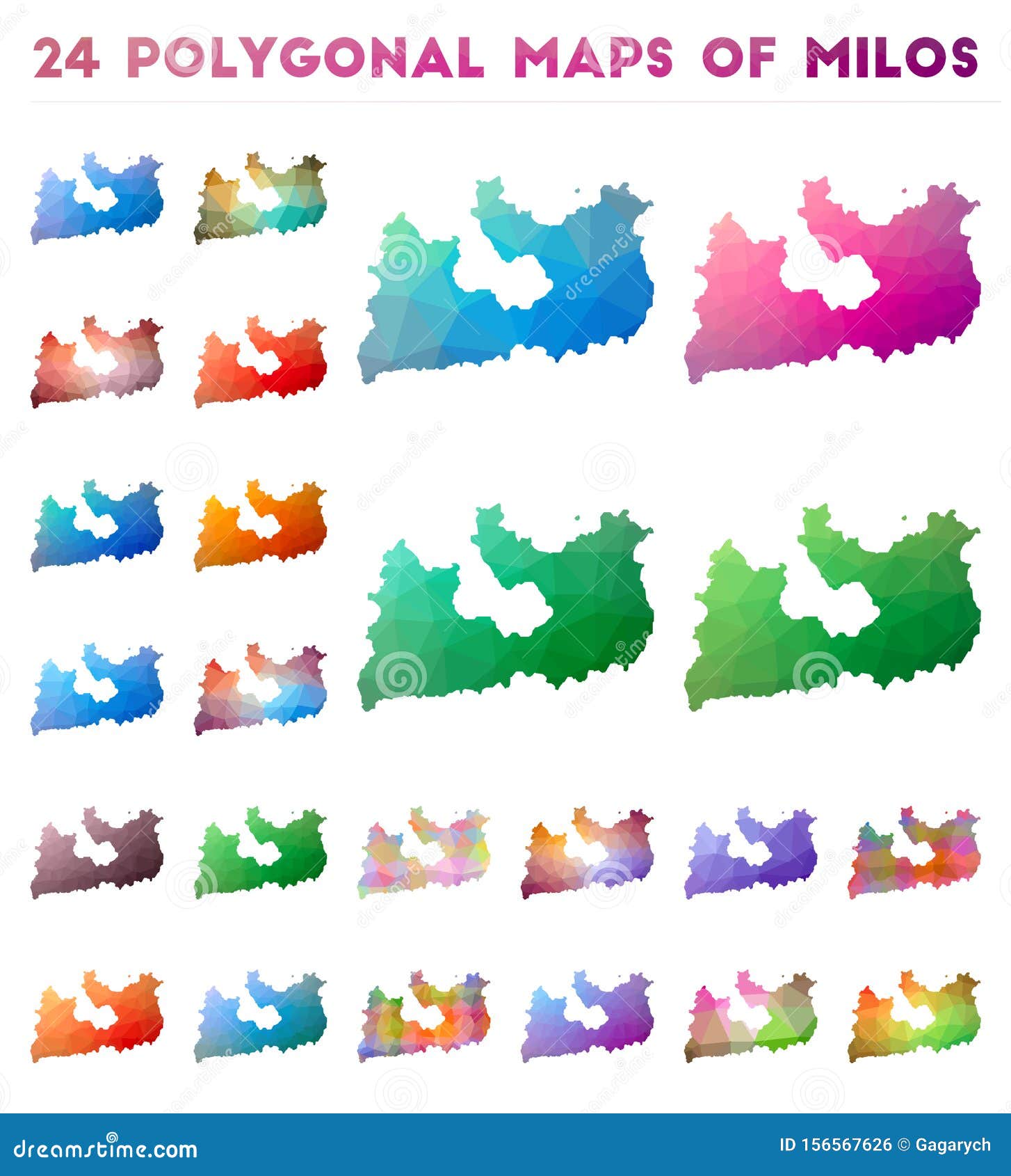 Set of Vector Polygonal Maps of Milos. Stock Vector - Illustration of ...