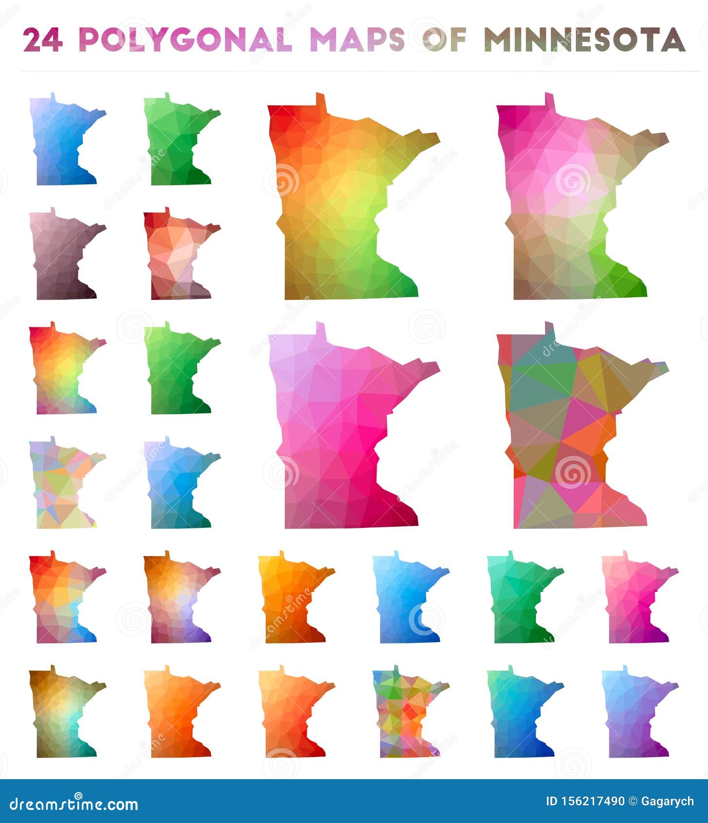 Set Vector Polygonal Minnesota Maps Stock Illustrations – 3 Set Vector ...