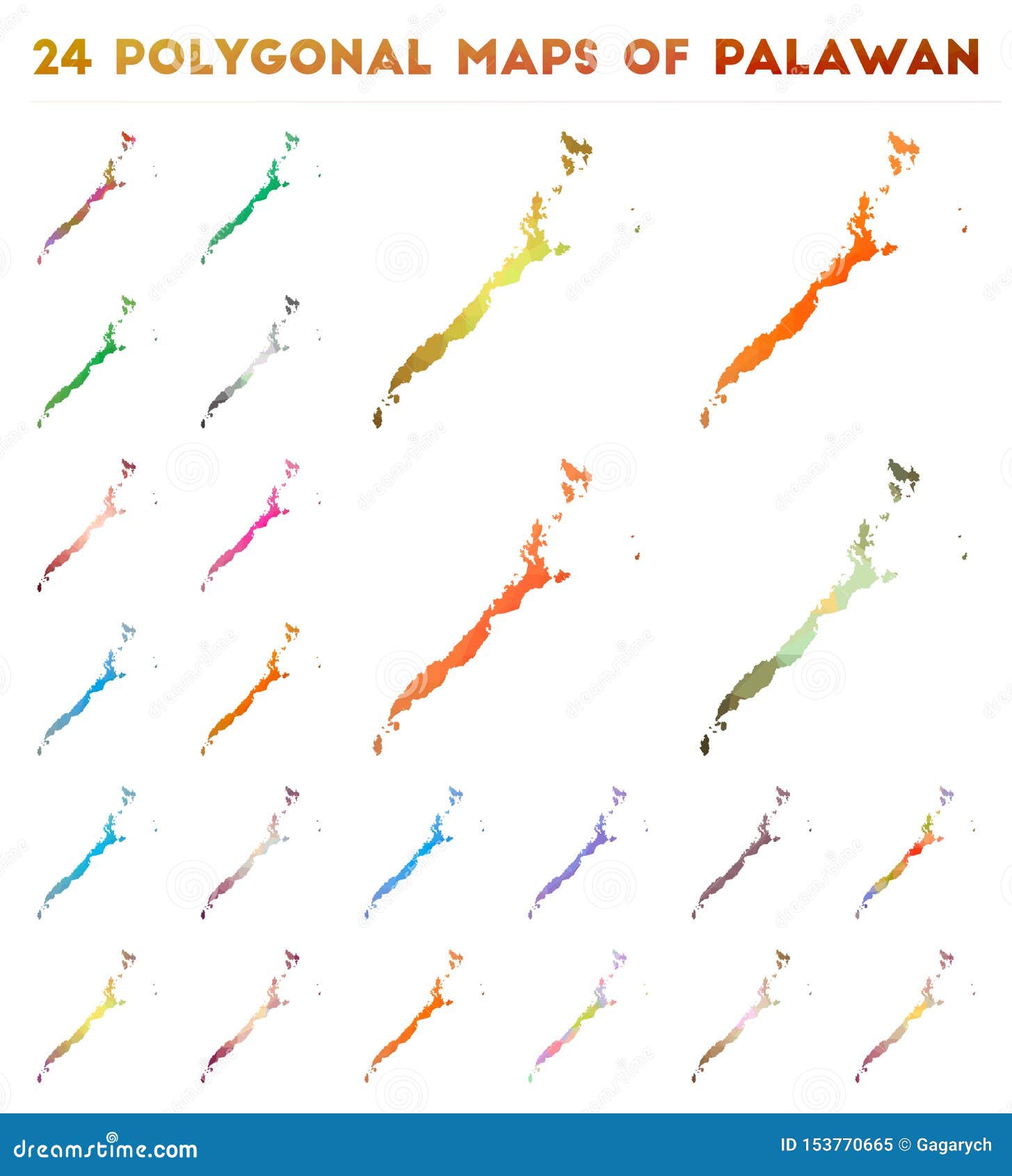 Set of Vector Polygonal Maps of Palawan. Stock Vector - Illustration of ...